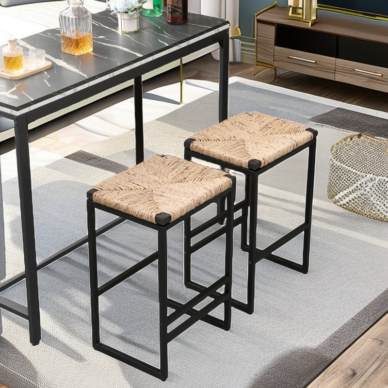 Ebern Designs Phanae 2 Water Hyacinth Woven Bar Stools & Reviews | Wayfair