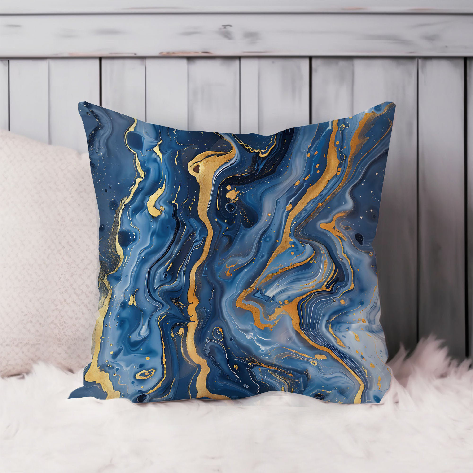 Ethan Taylor Abstract Blue & Gold Geode Crystals Marble XII Modern ...