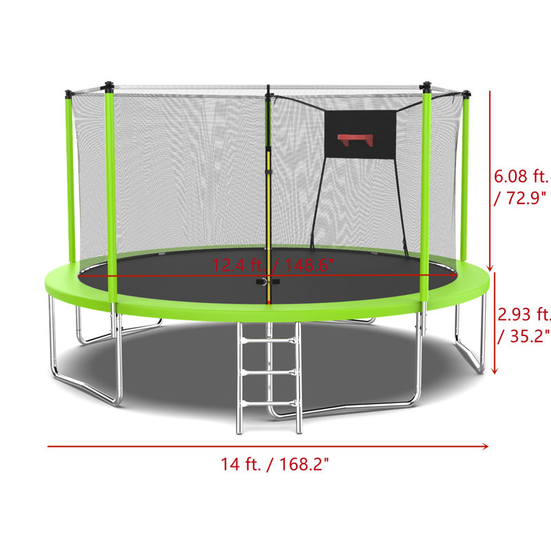 Modern Luxe Furniture 14' Round Backyard Trampoline with Safety ...