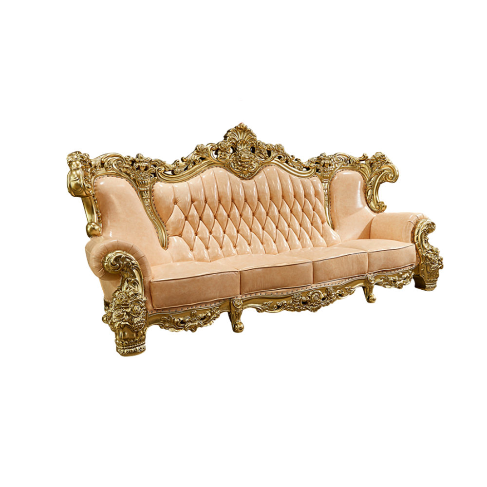 Romero European Style High-end Solid Wood Sofa 128'' Genuine Leather ...