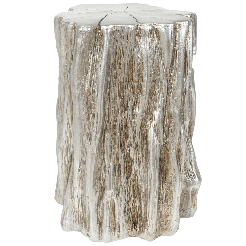 DOWLVN Tree Stump Trunk Side End Table, Faux Wood Patio Table, Garden ...