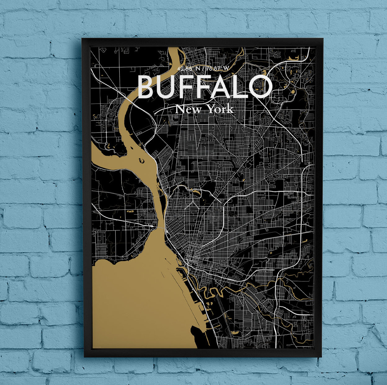 Williston Forge Buffalo City Map Graphic Art Print Poster in Black ...