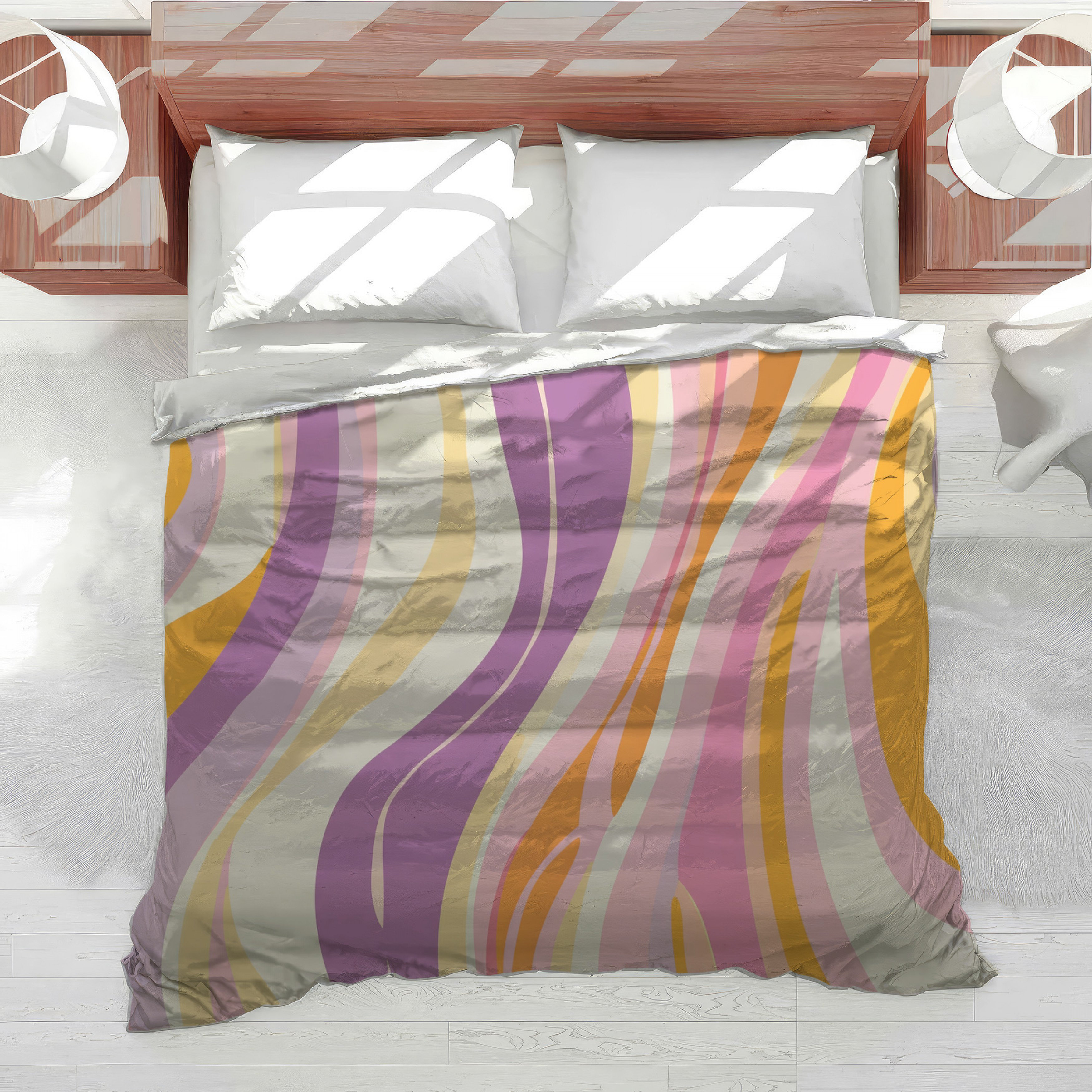 VisionDecor Wavy Lines Bedding Abstract Comforter Eclectic | Wayfair
