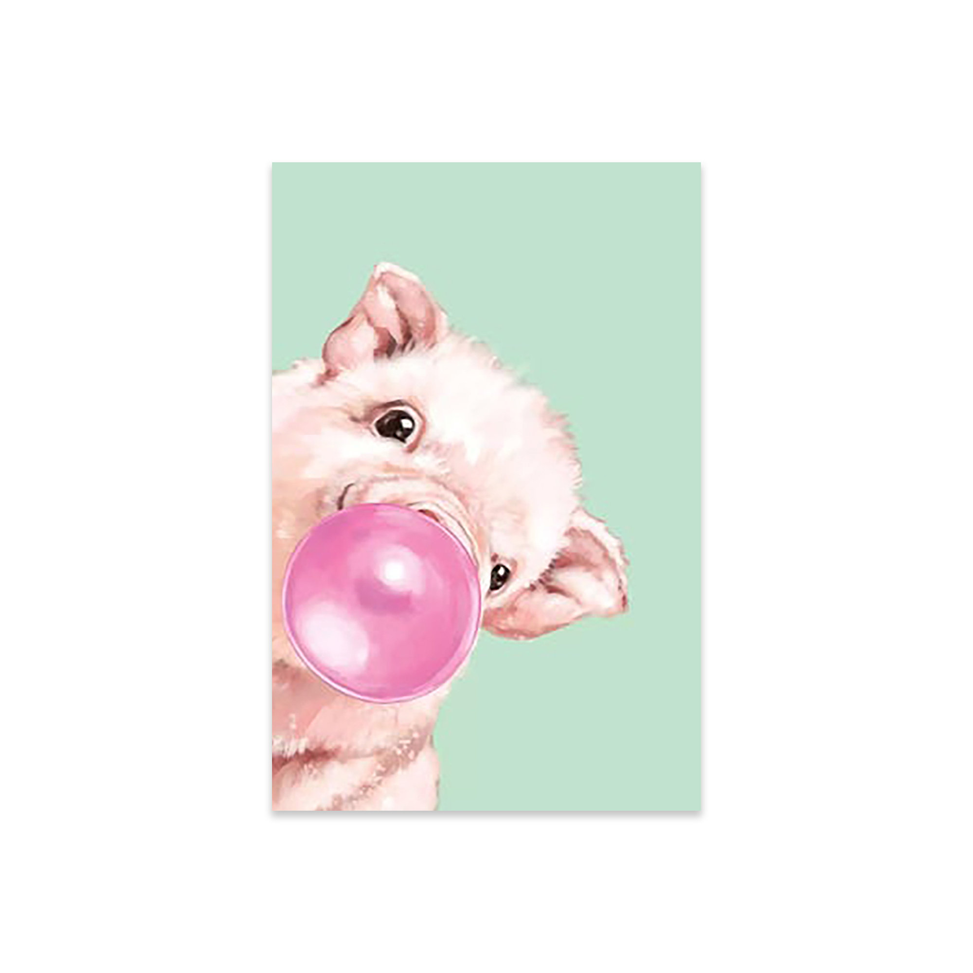 Trinx Sneaky Baby Pig Blowing Bubble Gum In Green Print On Acrylic ...