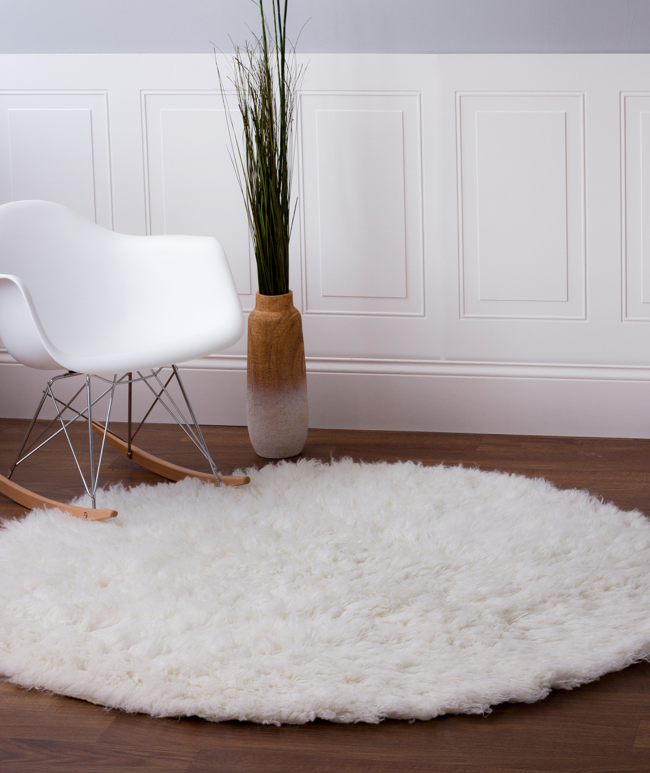 Wrought Studio Stonecipher Handmade Shag Wool Bone White Area Rug ...