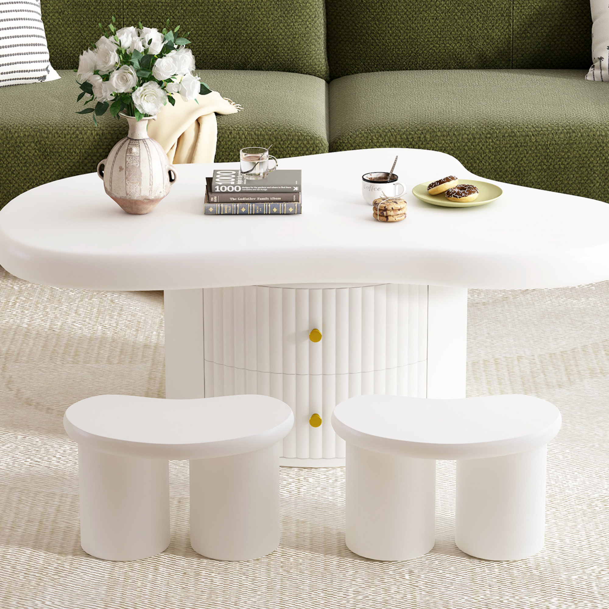 CHENGGUHENGXIN Cloud Coffee Table Set Of 3, Irregular Shape Coffee ...