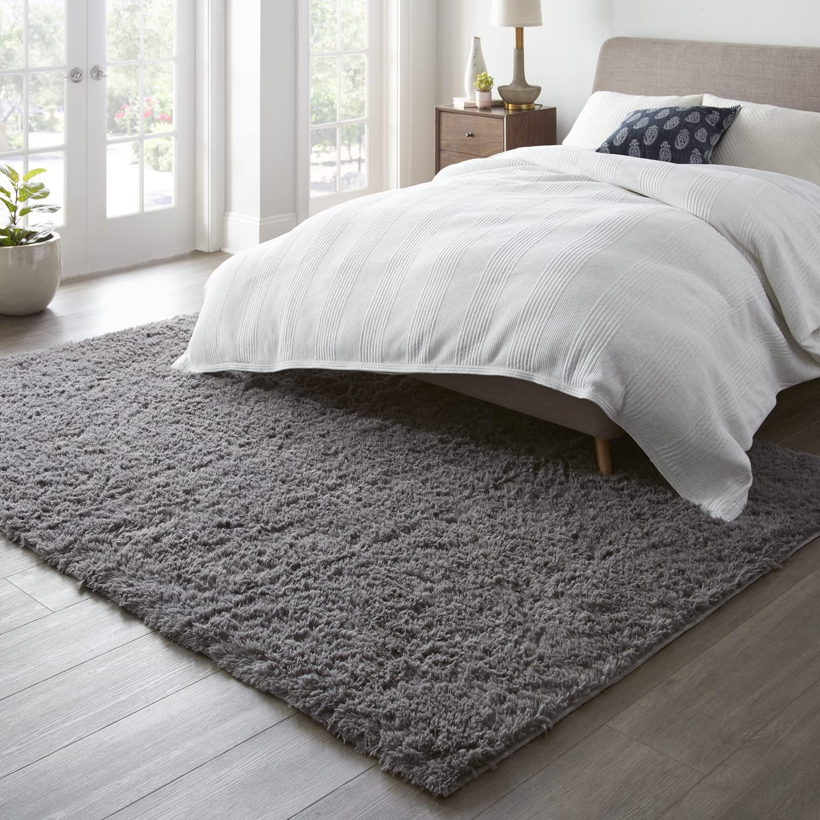 Latitude Run® Upgrade Rugs For Living Room,Grey Fluffy Carpet Large ...