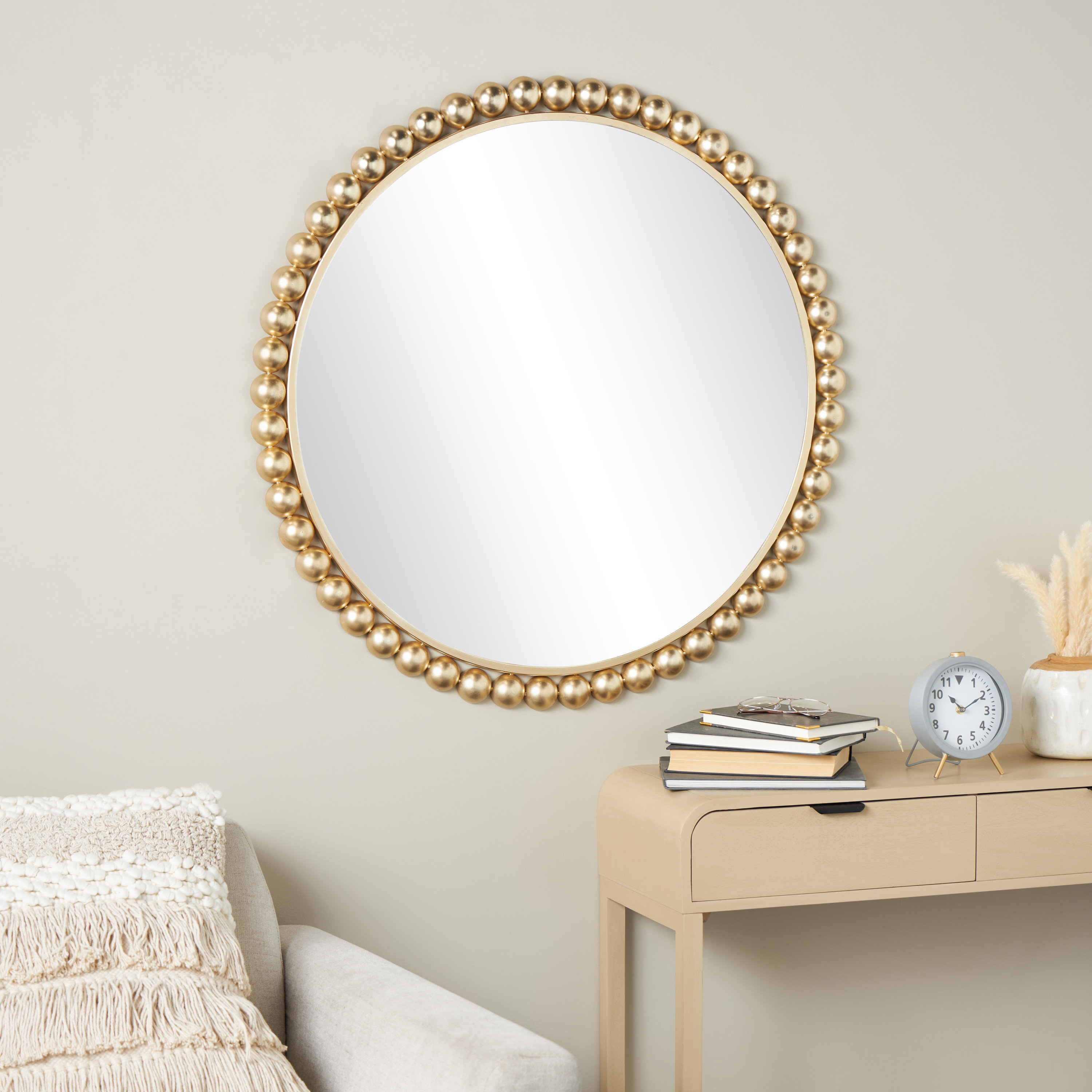 CosmoLiving by Cosmopolitan Metal Room Wall Mirror with Bead Detailing ...