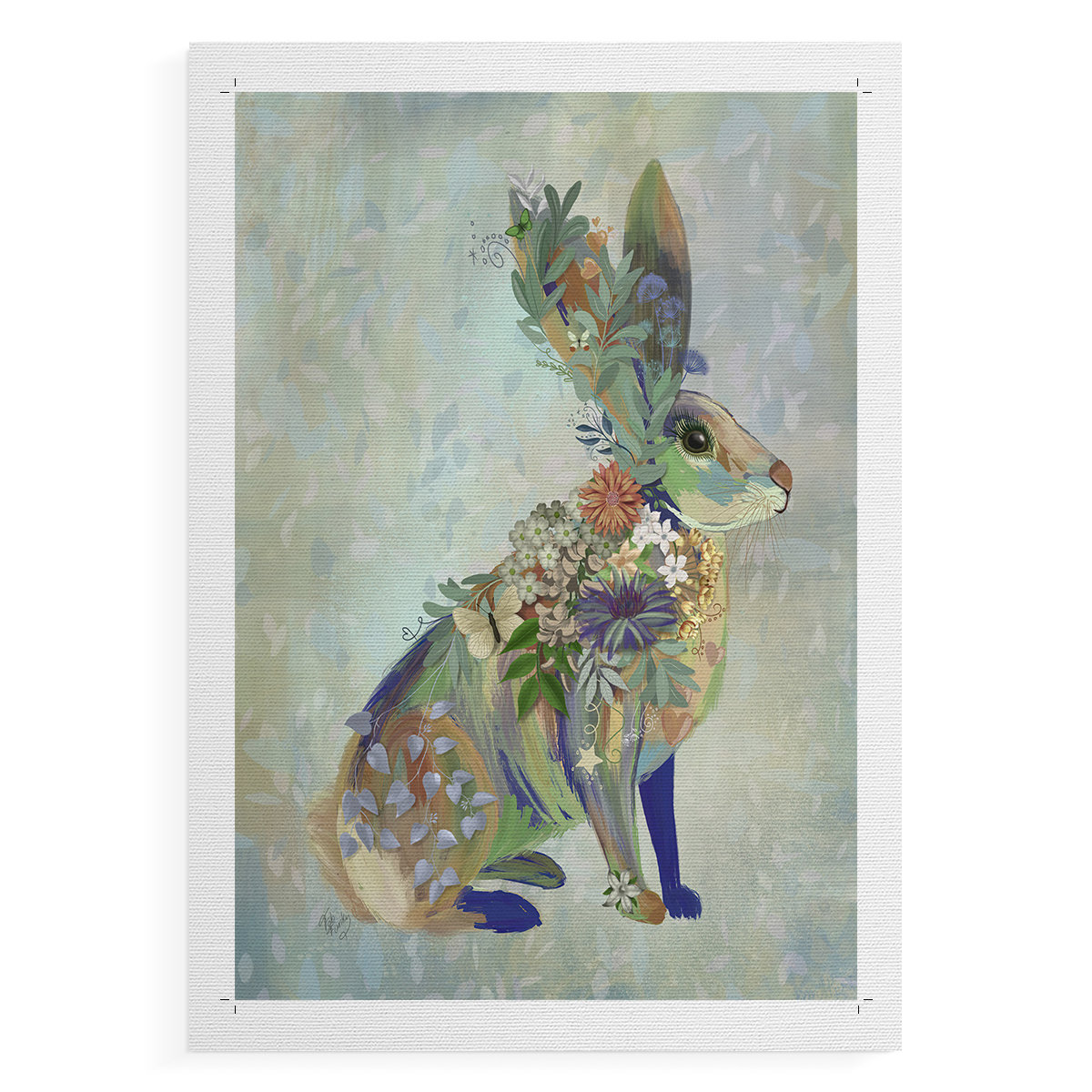 Dakota Fields Fantastic Florals Hare, Sitting -Canvas Print Only - NOT ...