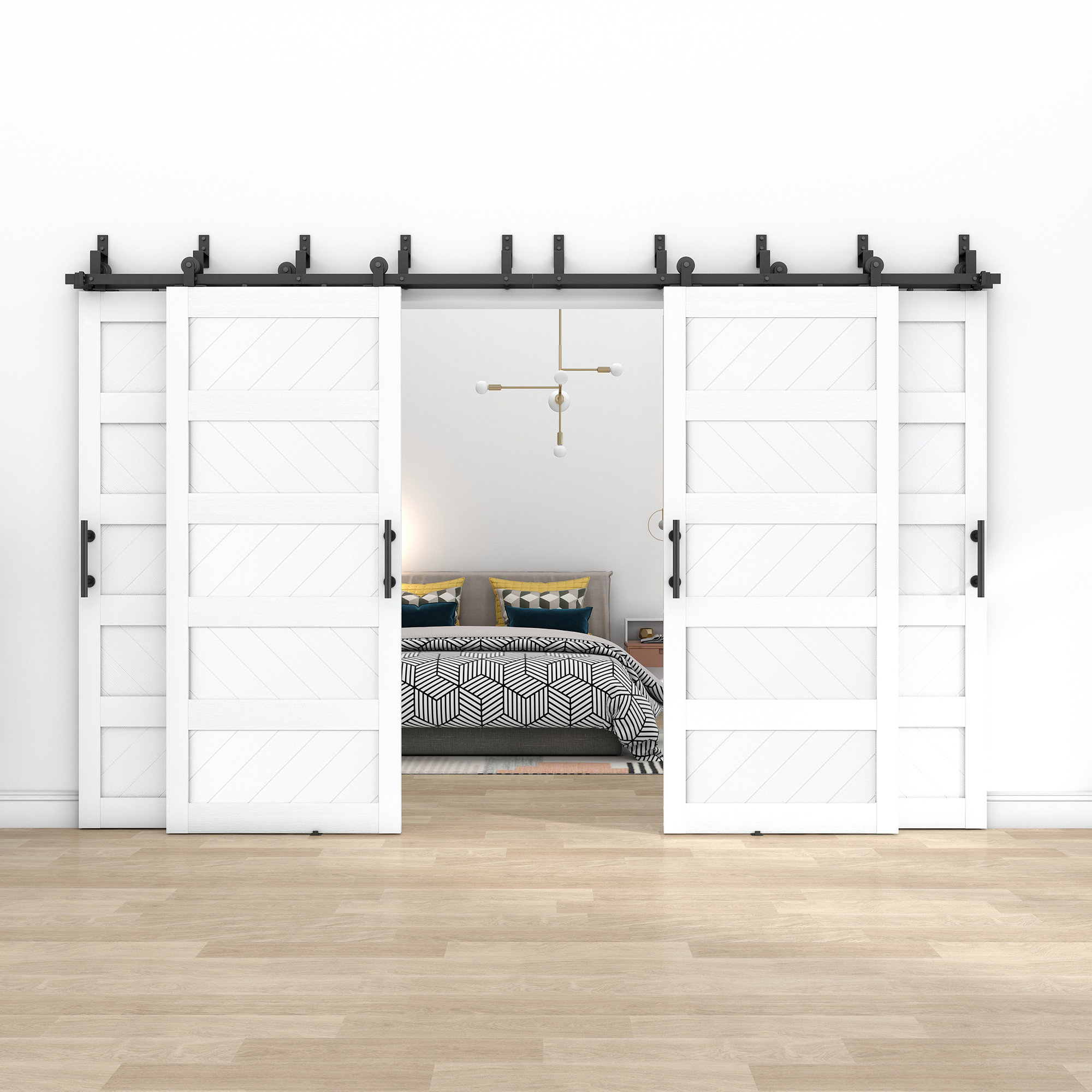 JUBEST Double Bypass Barn Door Doors Manufactured Wood Wave Design Barn ...