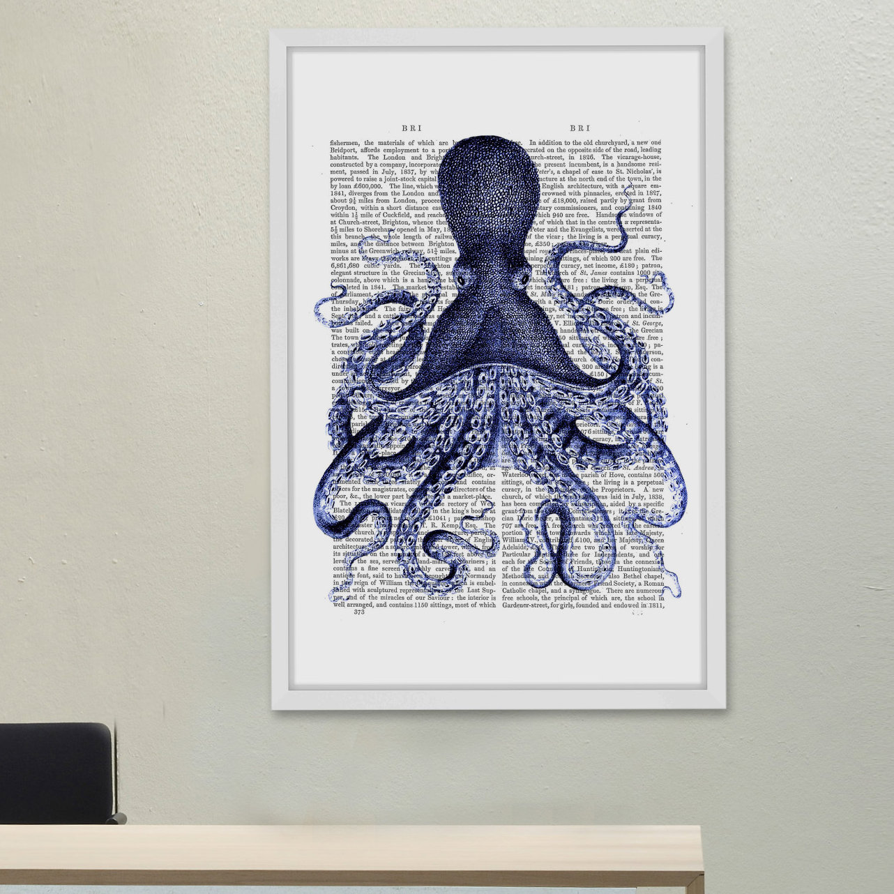 Highland Dunes 'Blue Octopus 3' Framed Painting Print & Reviews | Wayfair