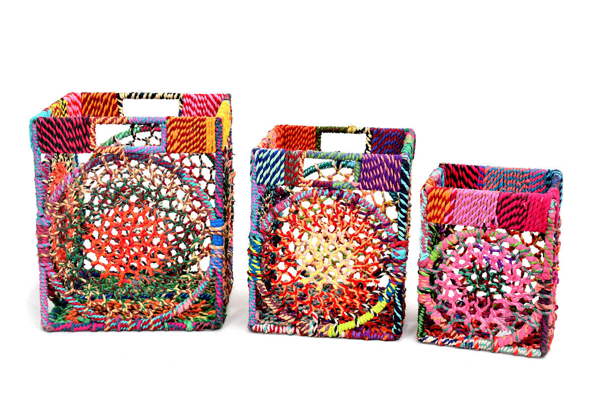 Bungalow Rose Handwoven Multicolor Storage Baskets – Set of 3 - Wayfair ...