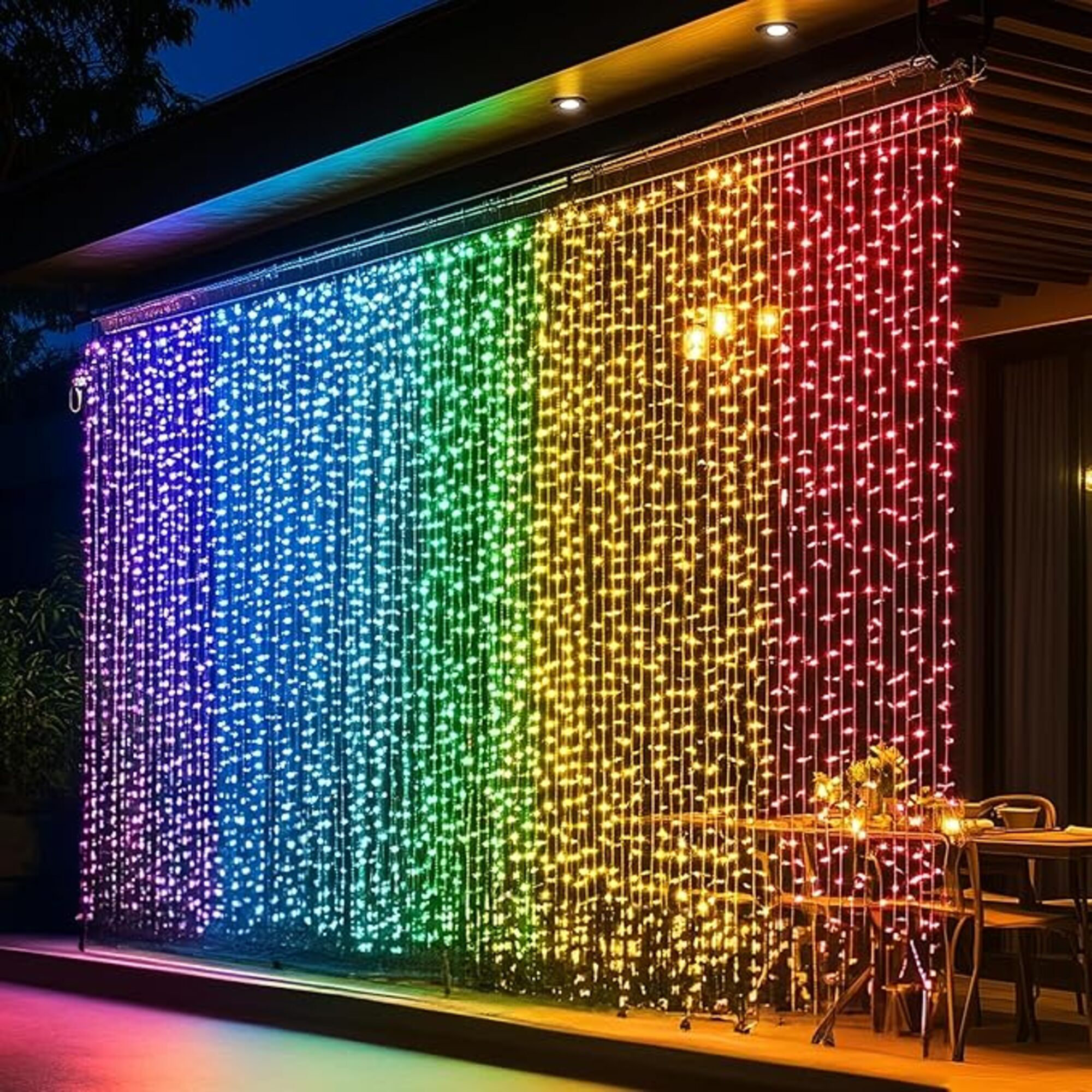 The Holiday Aisle® Bright 300 LED Curtain String Lights, RGB Colour ...