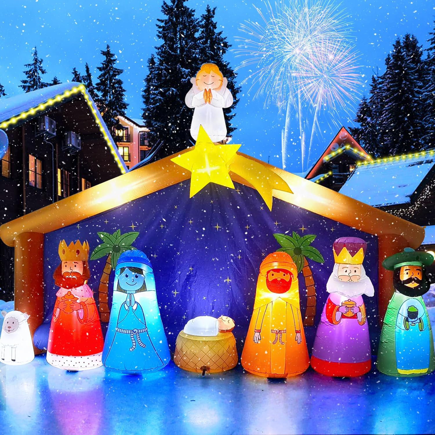 The Holiday Aisle® 12.5FT Christmas Inflatable Nativity Scene With LED ...
