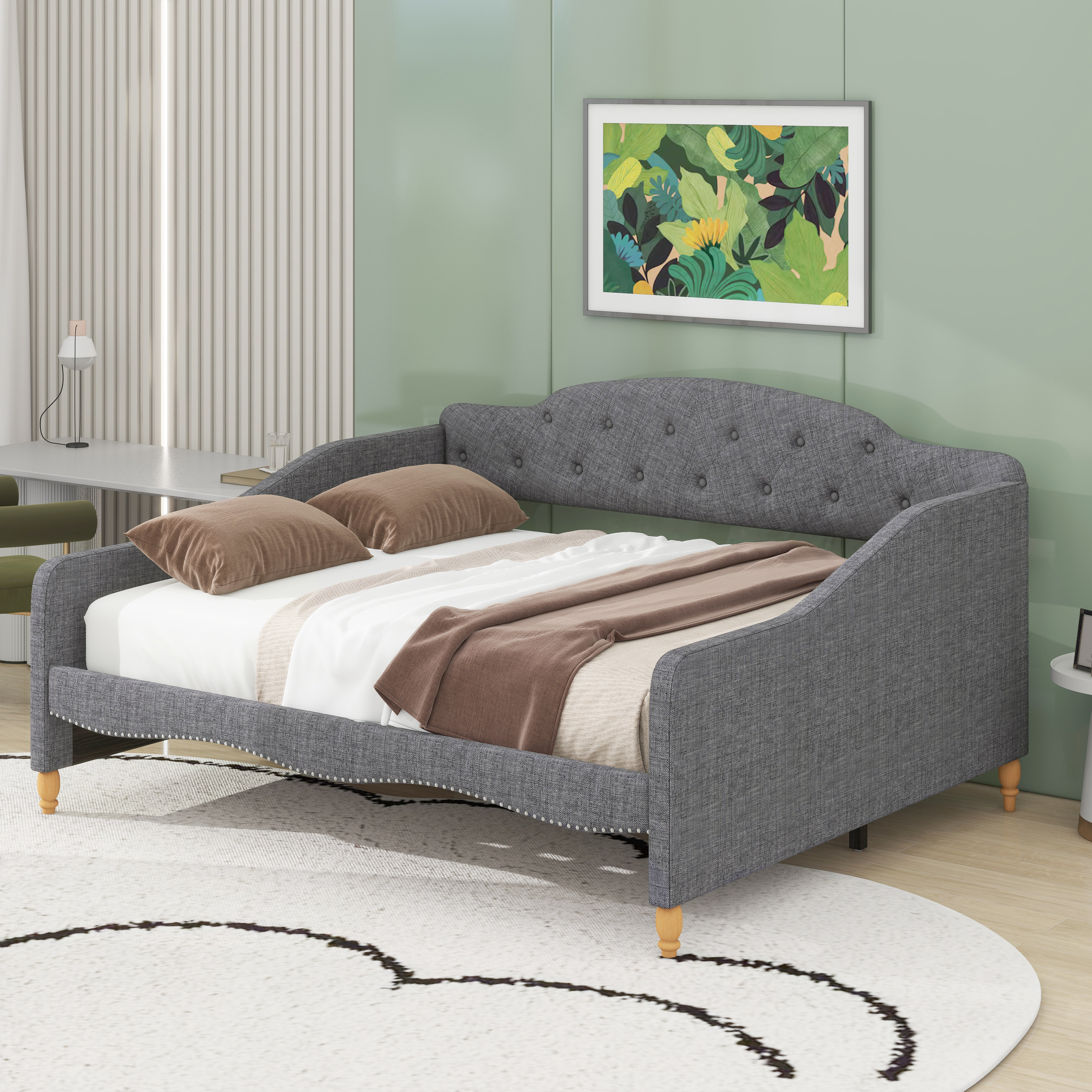 Alcott Hill Choua Full Size Vintage Upholstery Daybed with Button ...