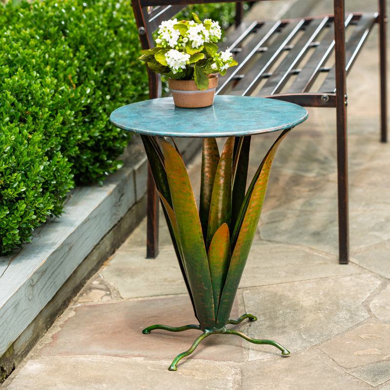 Wildon Home® Ayleena Handmade Metal Bromelia Flower Outdoor Side Table ...