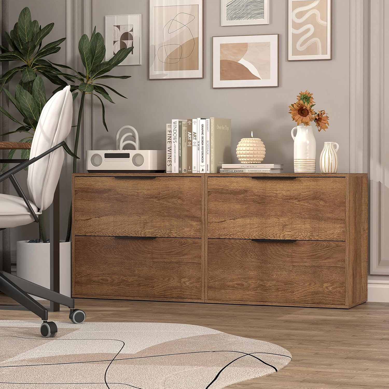 Latitude Run® Lateral File Cabinet,2 Drawer Wood Filing Cabinets For ...