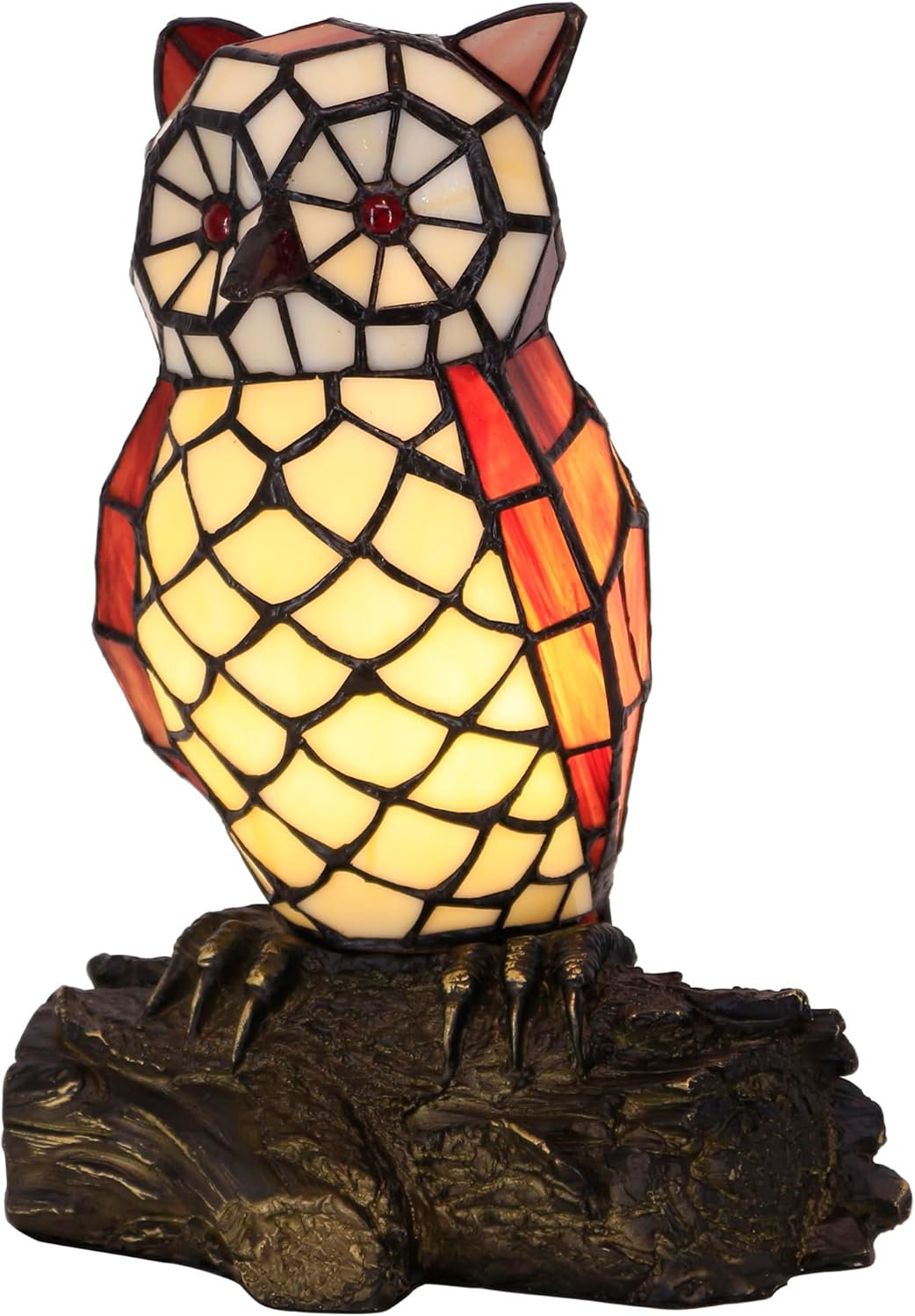 Loon Peak Handcrafted Tiffany-Style Stained Glass Owl Table Lamp With ...