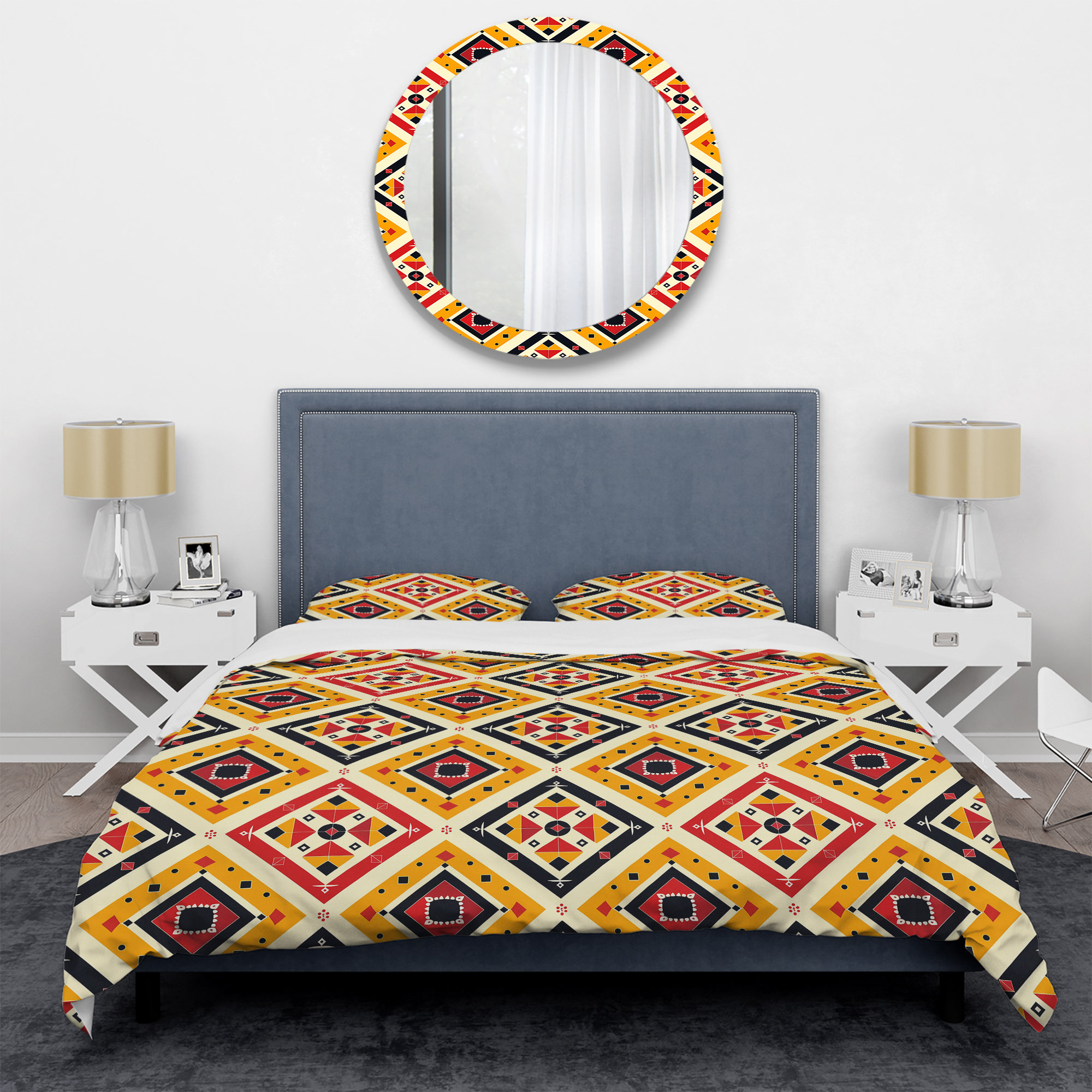 Design Art Red Aztec Tiles III - Tiles Duvet Cover Set | Wayfair