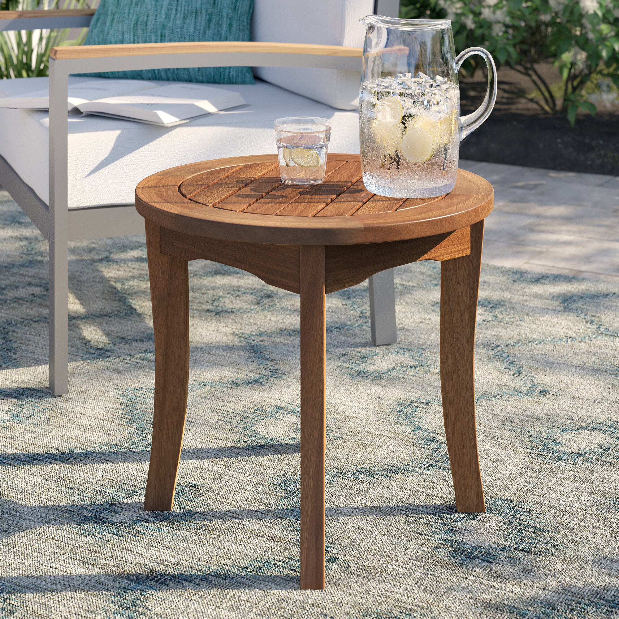 Birch Lane Akiva Round Eucalyptus Outdoor Side Table Reviews Wayfair Canada
