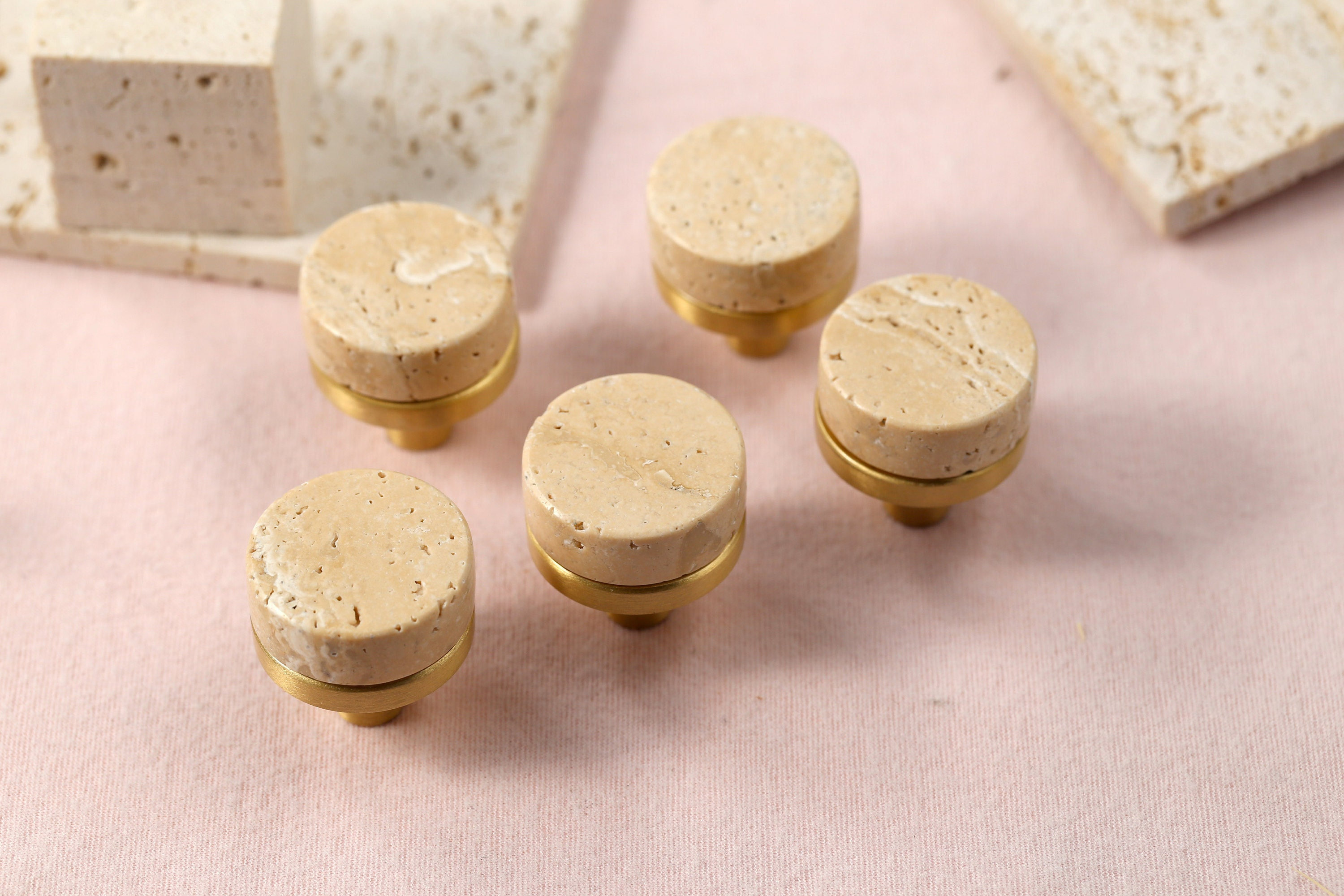Qubichomeware Natural Travertine Drawer Knobs Pulls | Wayfair