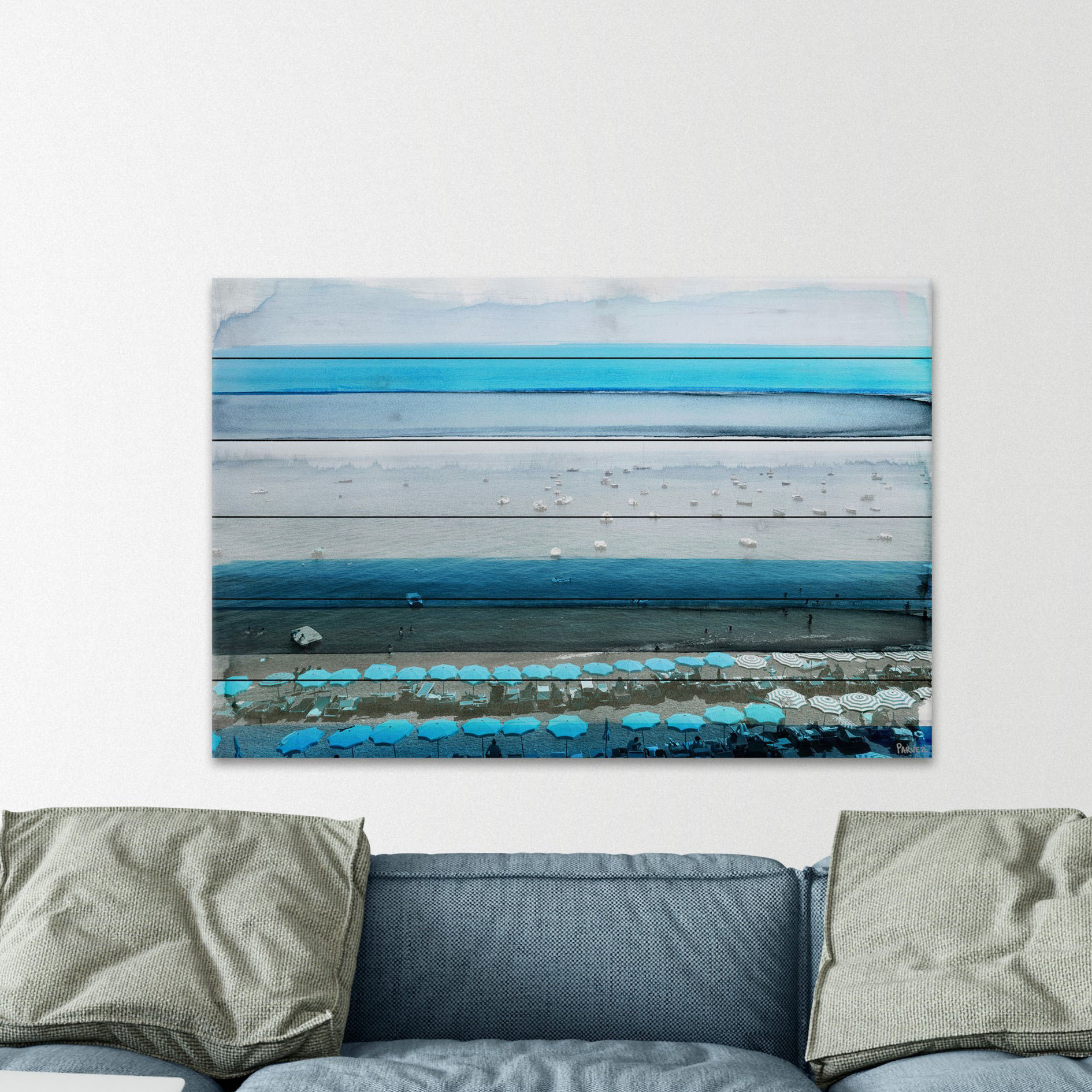 Parvez Taj Spiagga by Parvez Taj - Painting Print on White Wood ...