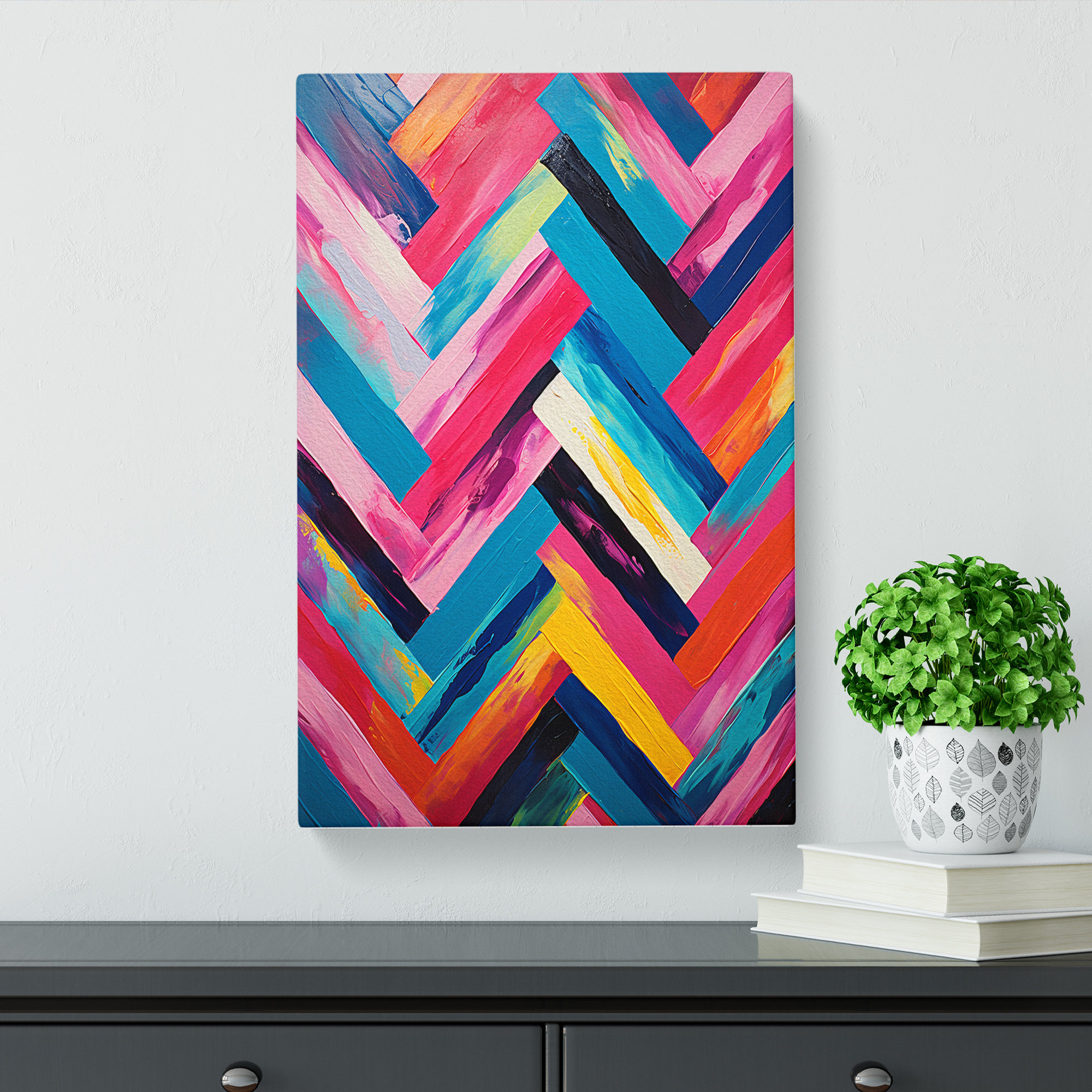 Metro Lane Chevrons Action Painting - No Frame Art Prints | Wayfair.co.uk