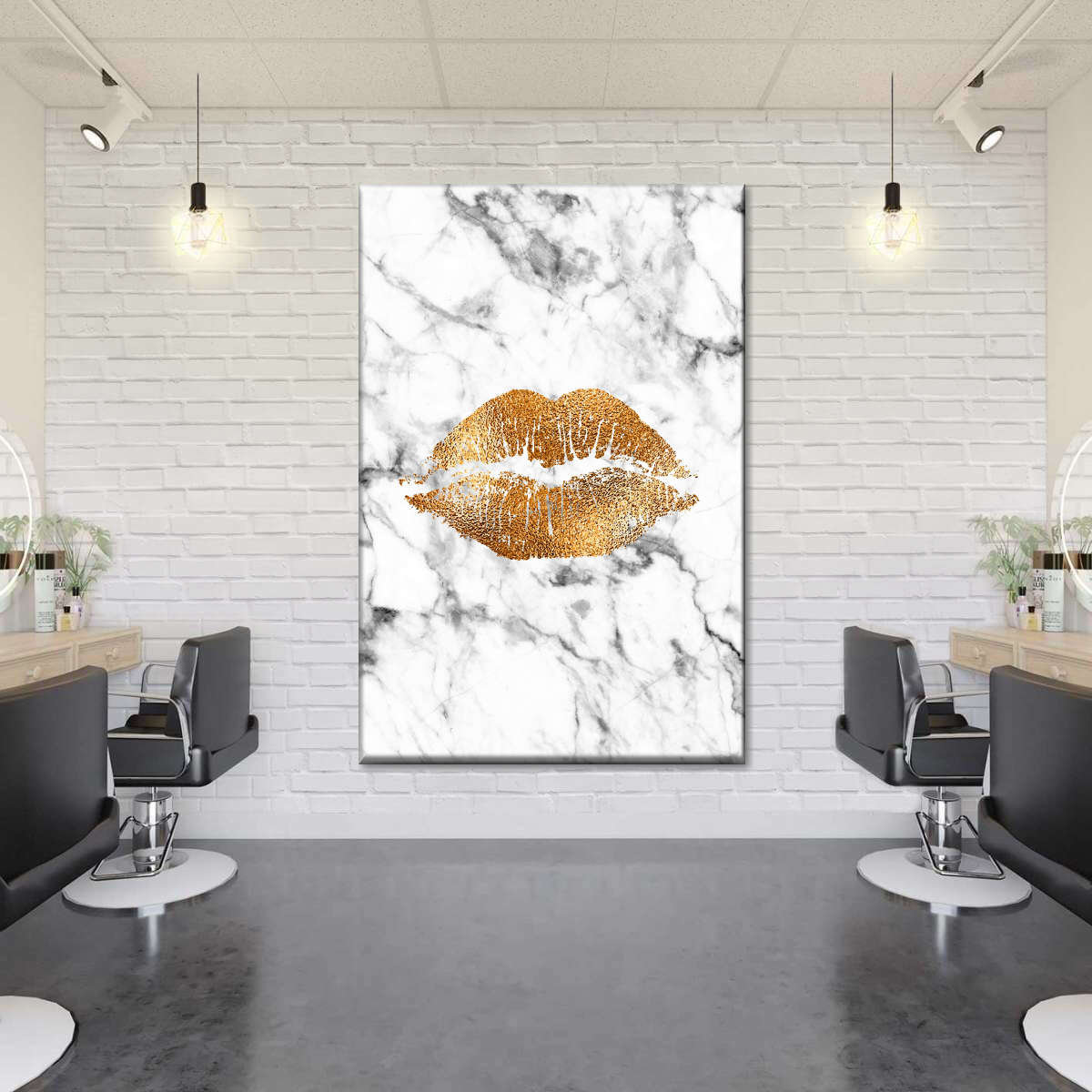Mercer41 Lips On Marble Canvas Print | Wayfair