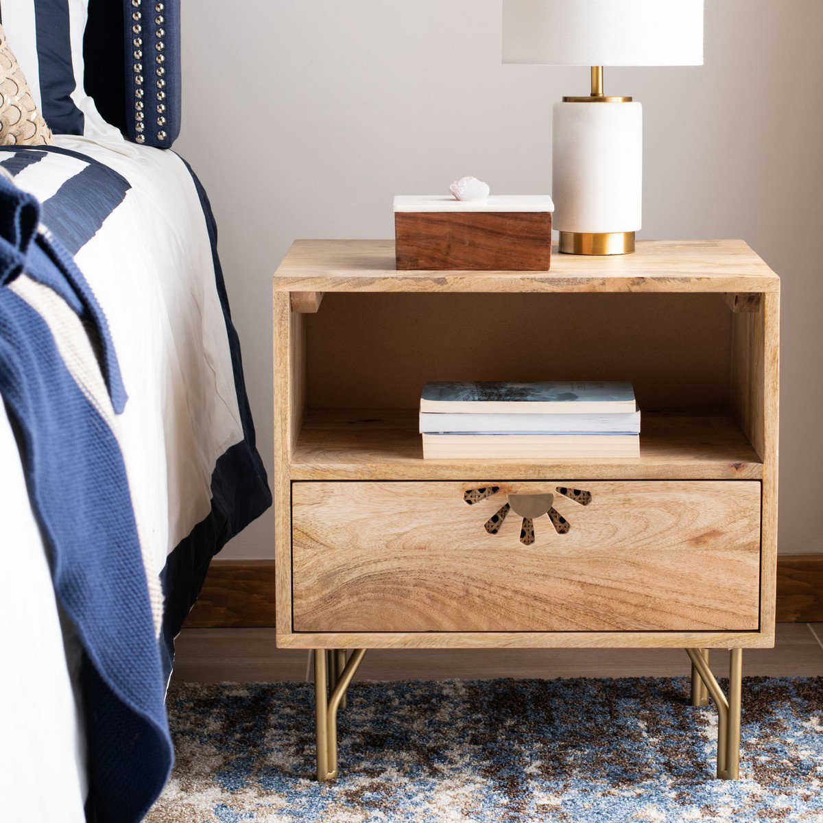 Langley Street Ava 1 - Drawer Solid Wood Nightstand in Natural ...