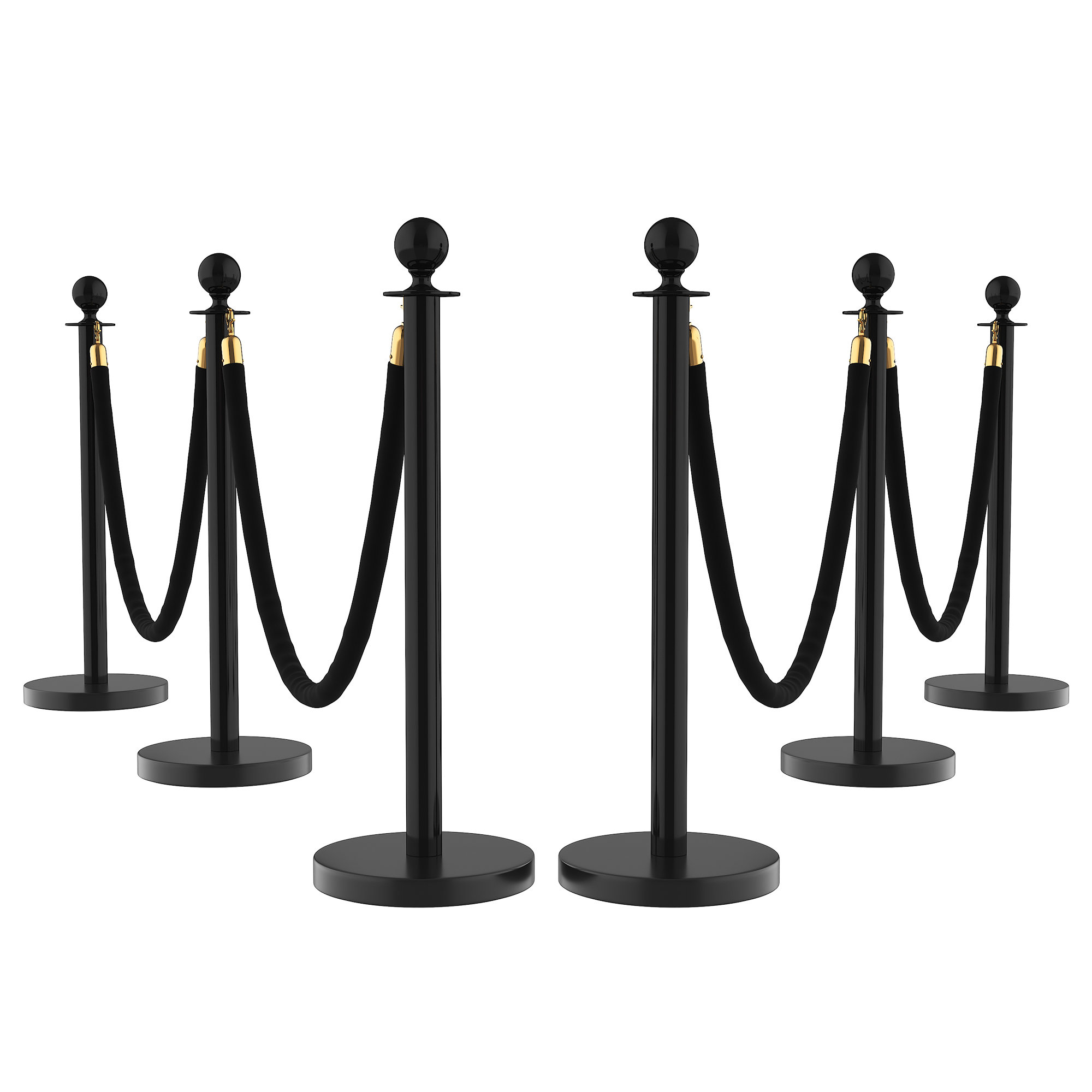 FXSGER 6PCS Stanchions and Black Velvet Ropes Set - Crowd Control ...