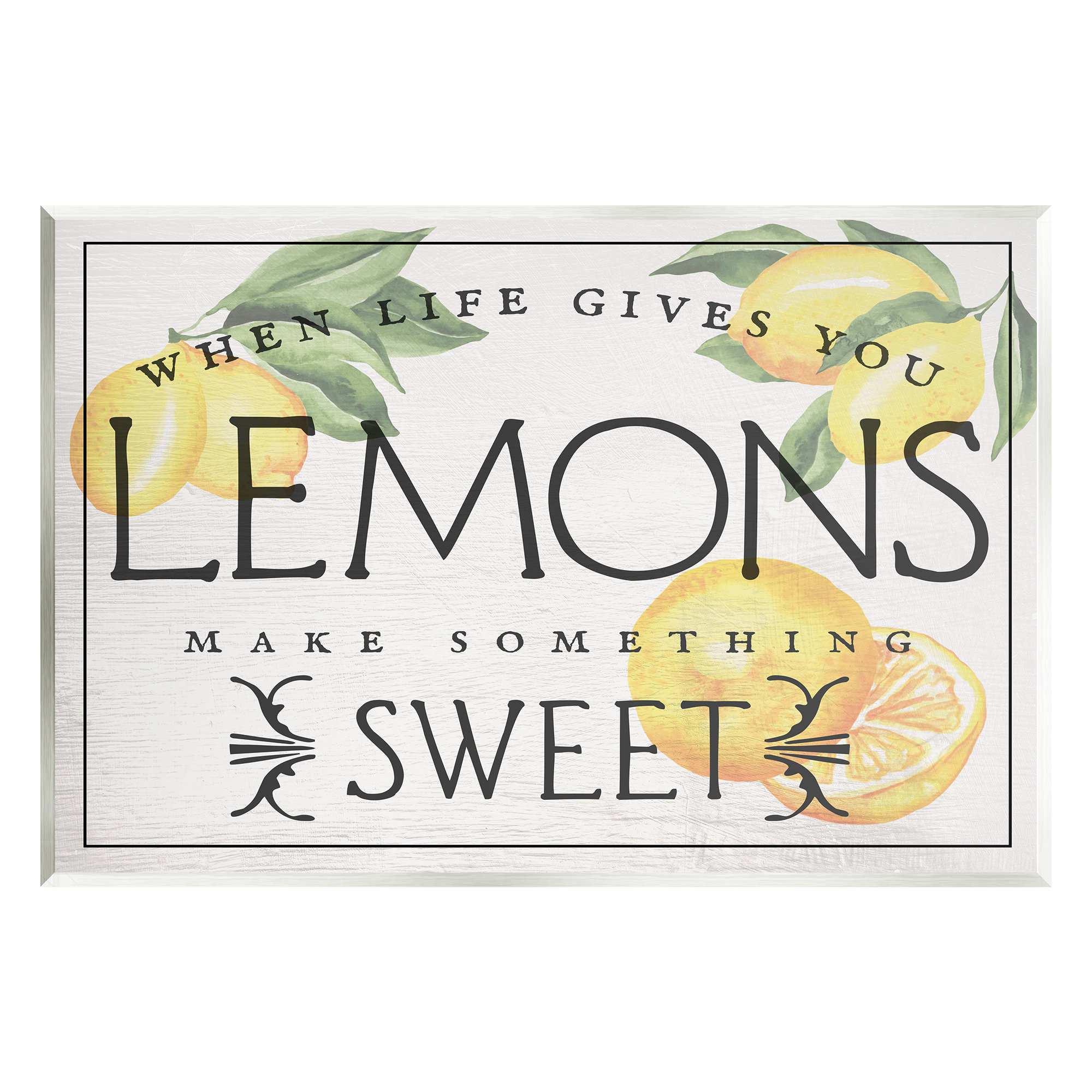 Stupell Industries Life Gives Lemons Bold Citrus Fruit Border Sign Wall ...