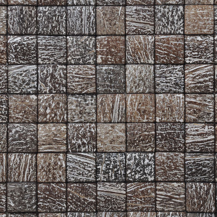 Ecotessa Kelapa Coconut Shell Mosaic Tile in Tumbled Limestone | Wayfair