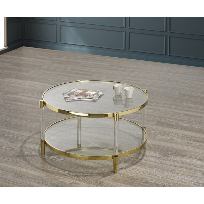 Brassex Emma Coffee Table, Acrylic/Gold | Wayfair