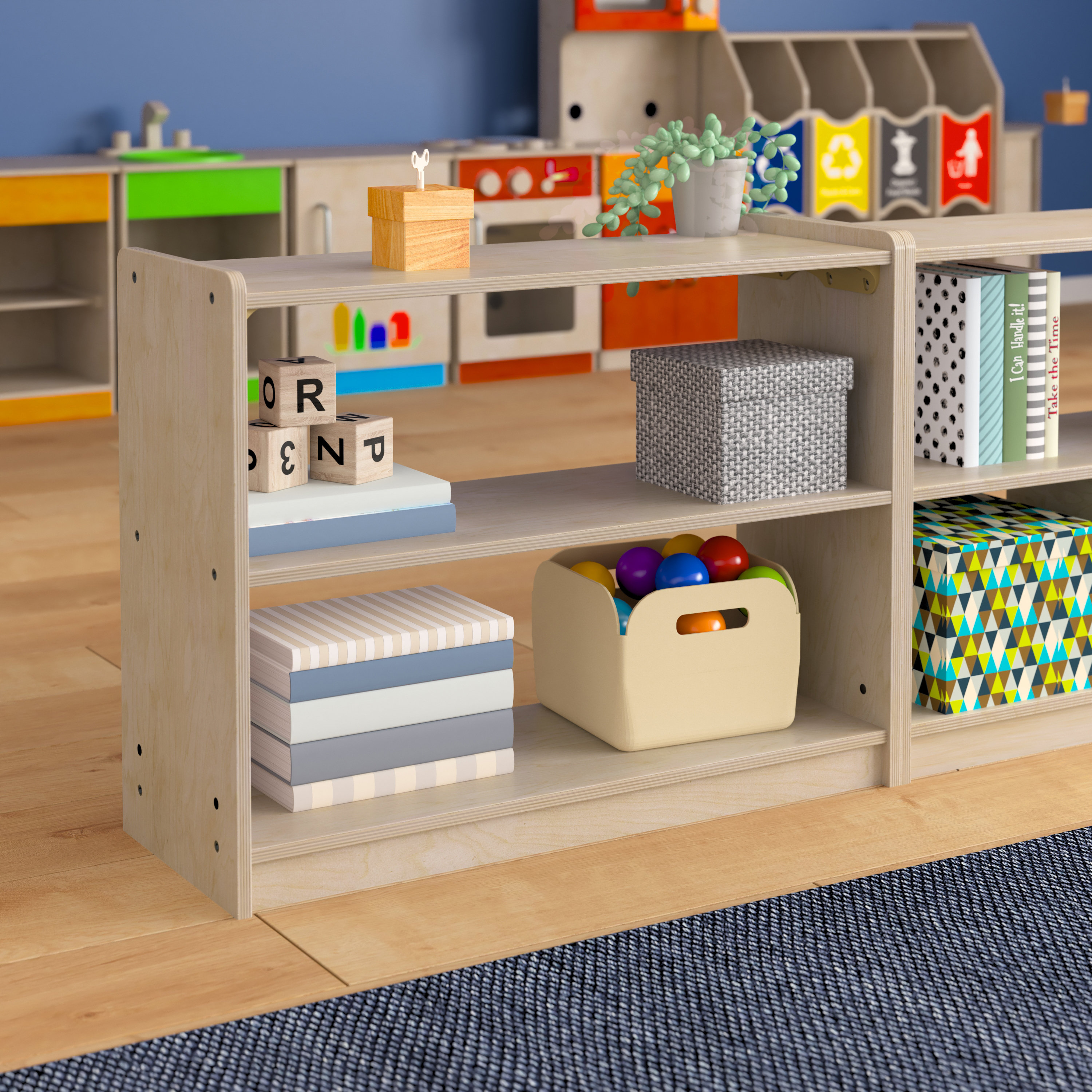 Bright Beginnings Commercial Grade Wooden 2 Shelf Classroom Storage ...