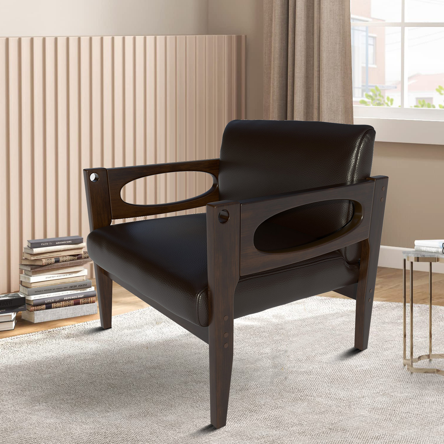 Inbox Zero Milvo Vintage Style Upholstered Accent Reception Chair with ...