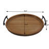 Gracie Oaks Oval Rustic Wooden Decorative Tray, Tray With Metal Handle ...