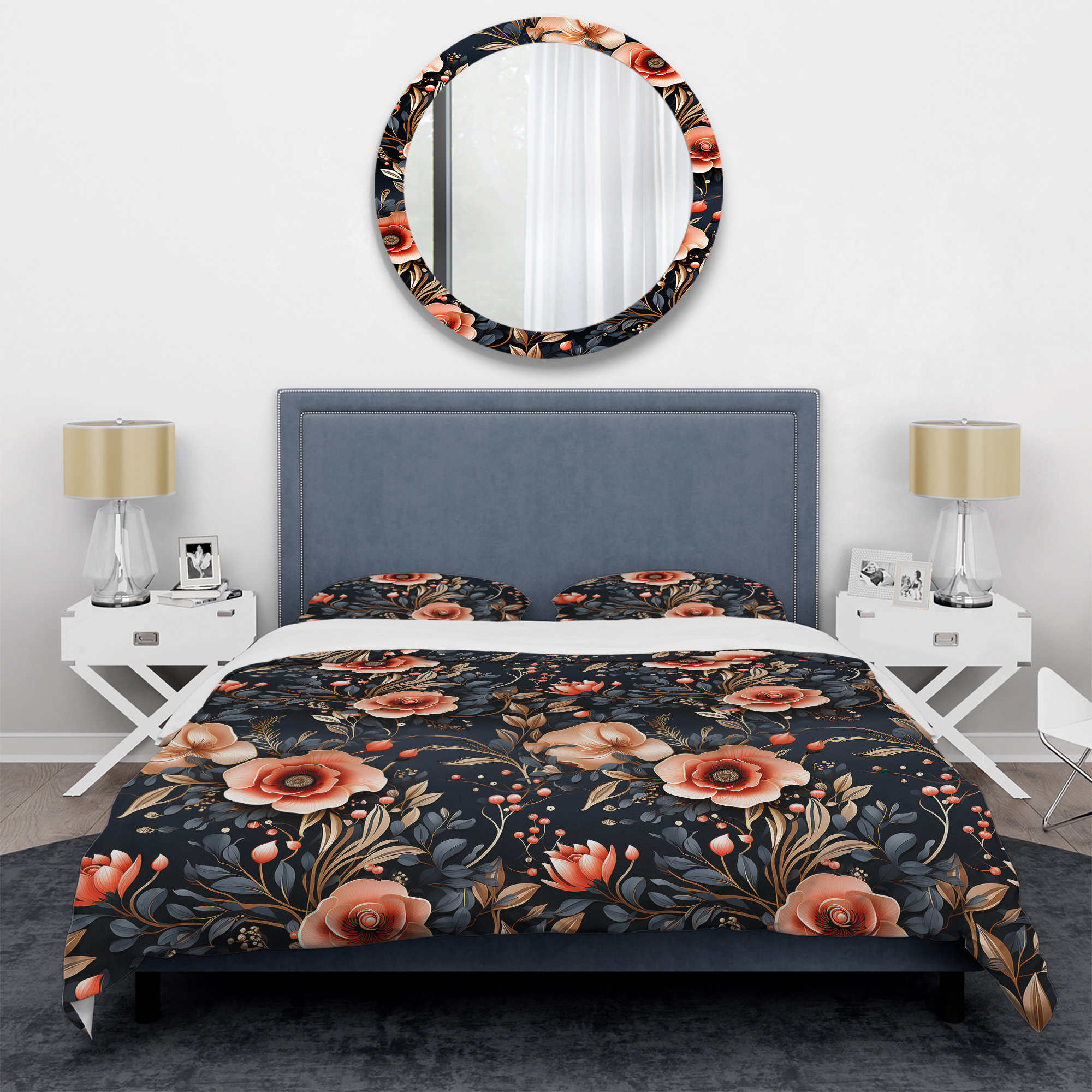 peach pattern bedding