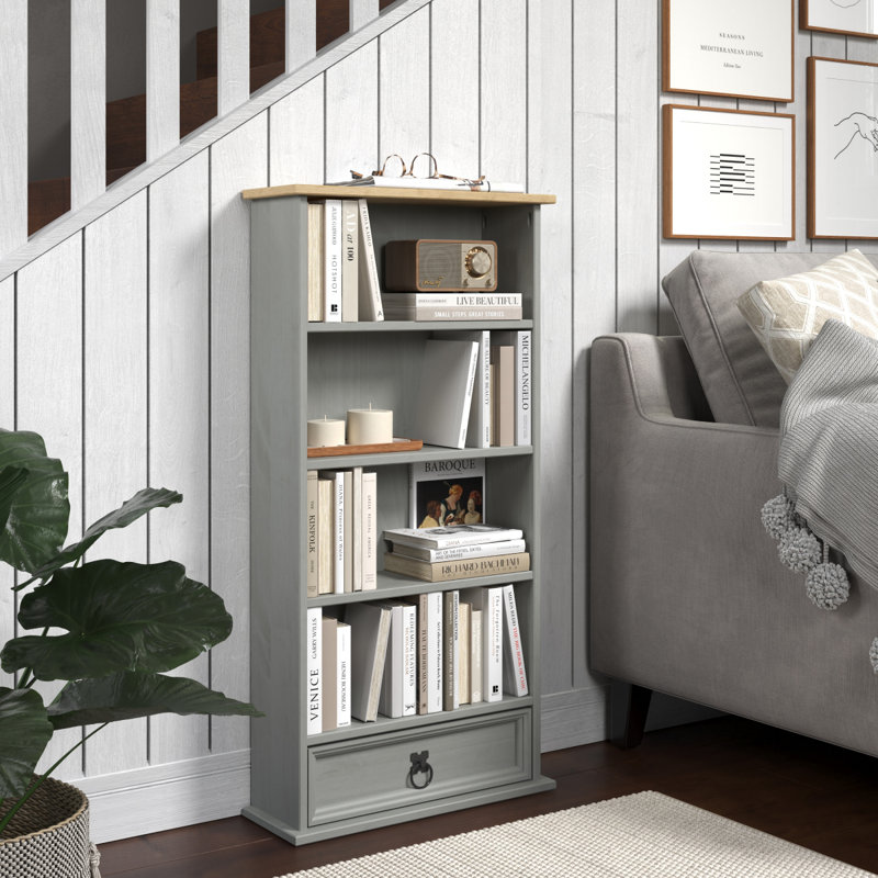 Winston Porter Wood Bookcase With 1 Drawer Corona Gray | Winston Porter ...