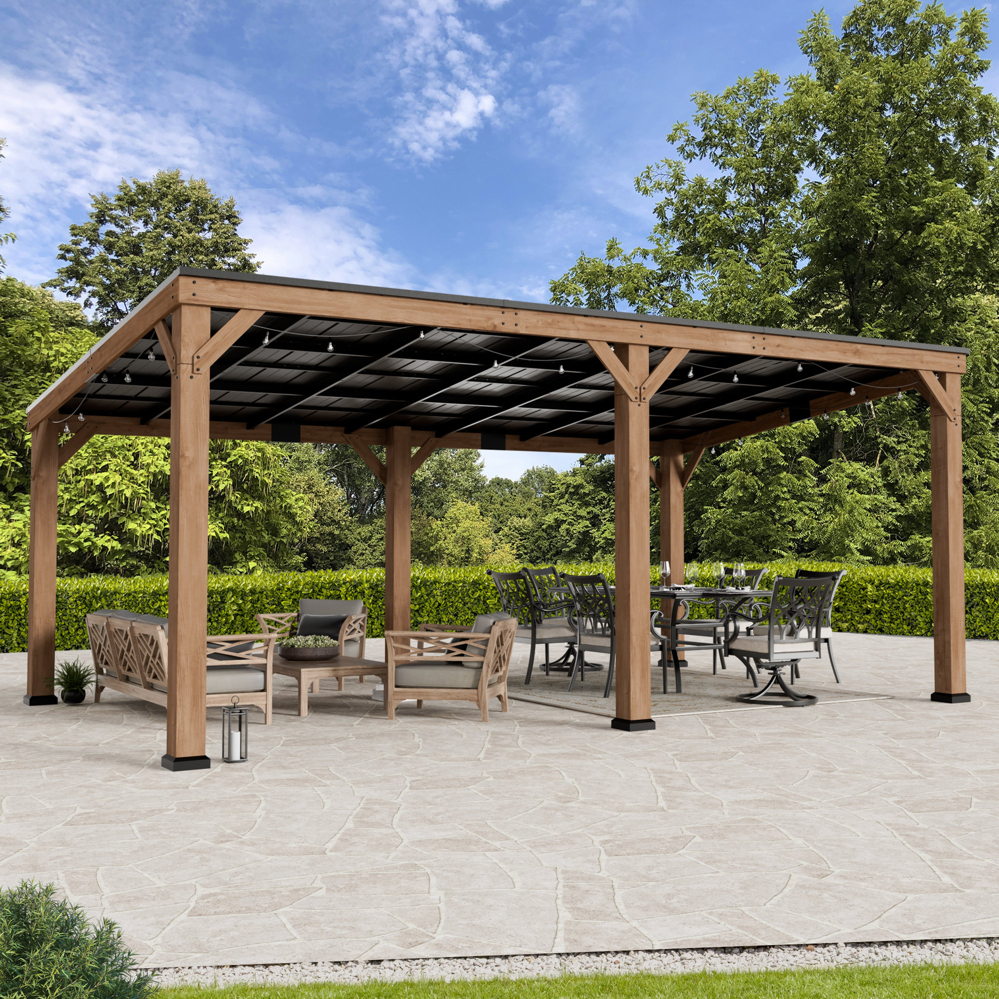 MODERN SHADE OUTDOOR LIVING SPACES Supreme Premium Cedar Wood Hardtop ...