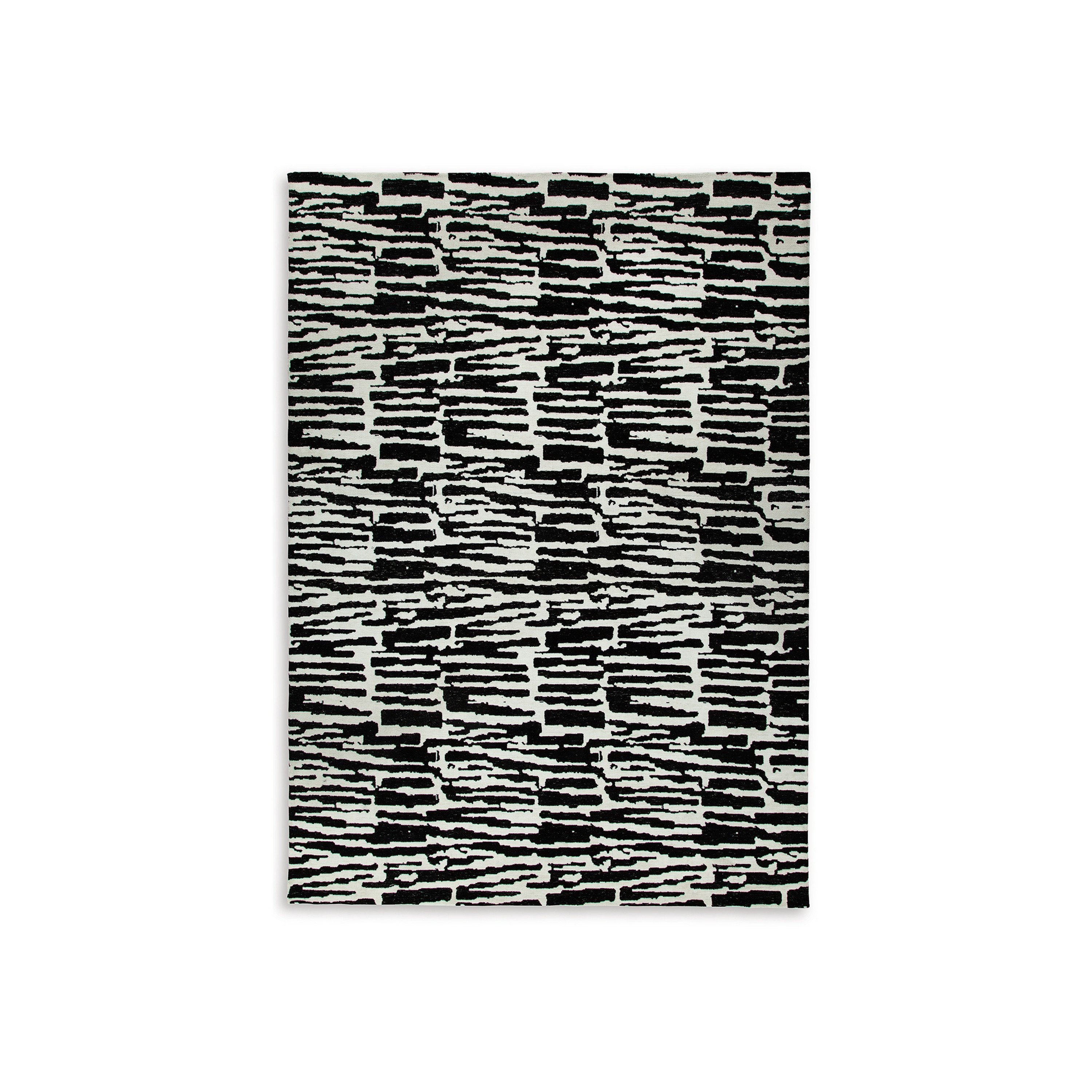 Benjara Shaw 10 X 14 Extra Large Area Rug, Black And Ivory Abstract ...