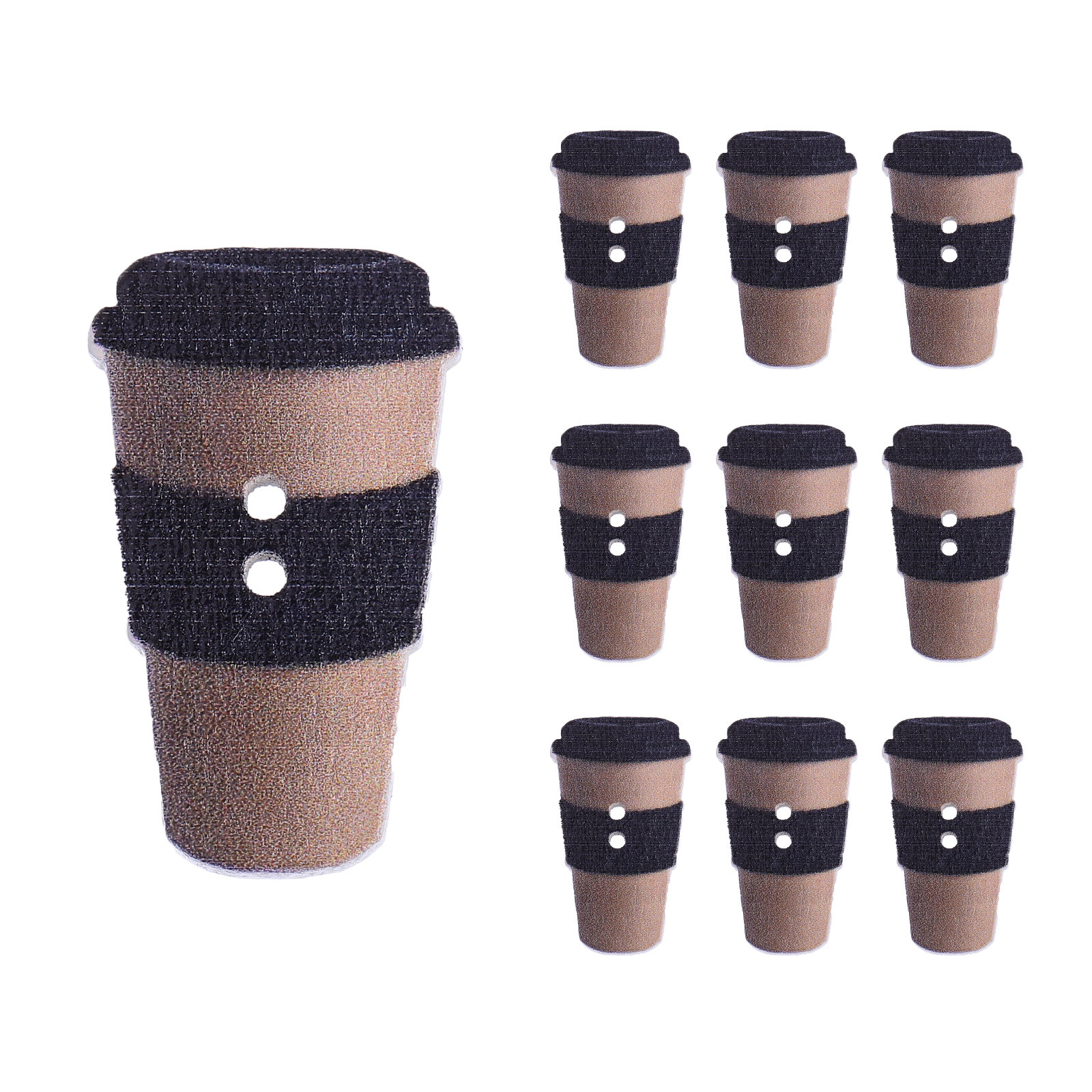 Ebern Designs 100Pcs Milk Tea Cup Buttons Sewing Fasteners Wood Buttons ...