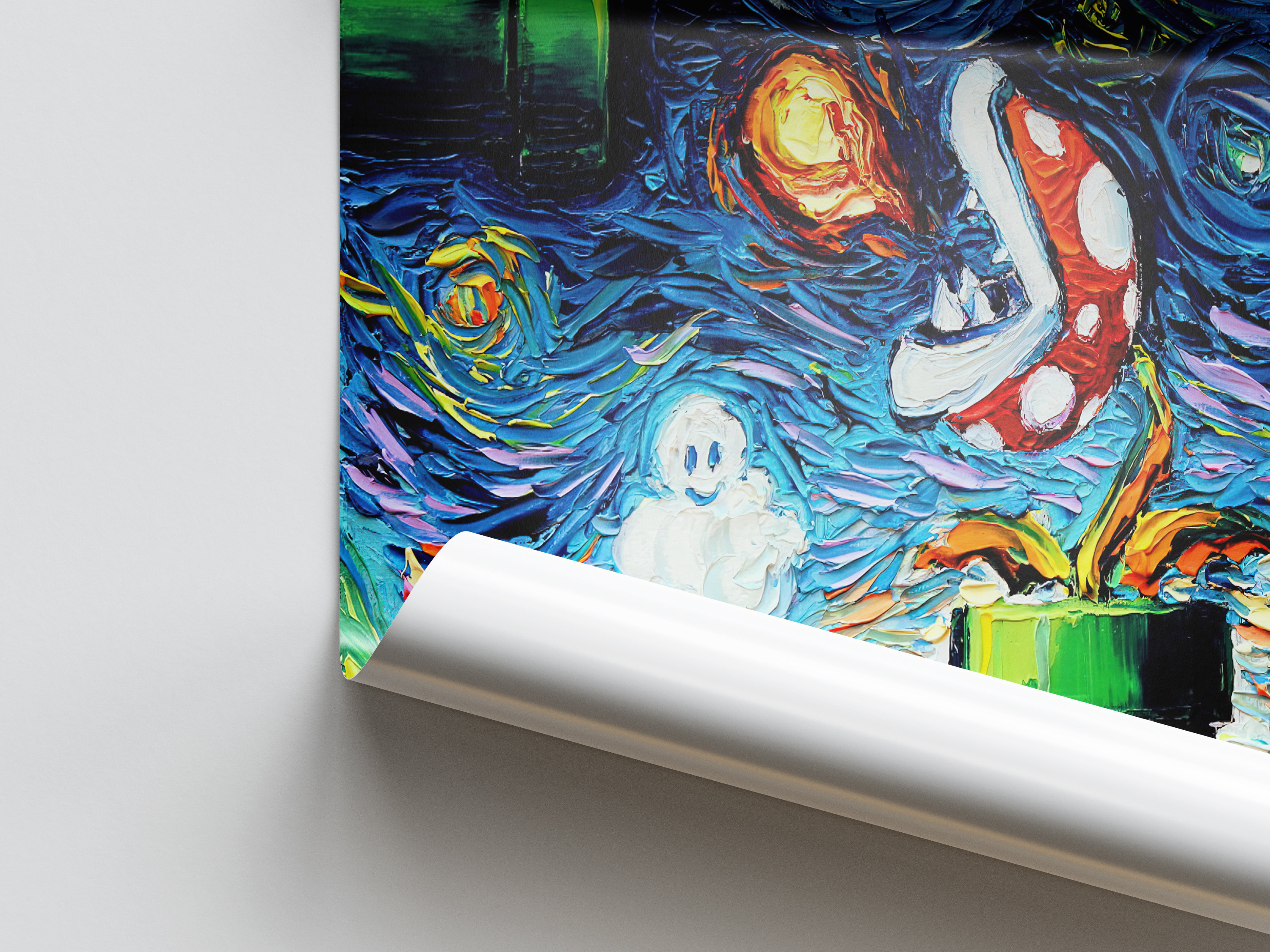 kayra export Van Gogh Starry Night Mario World Themed Modern Canvas ...