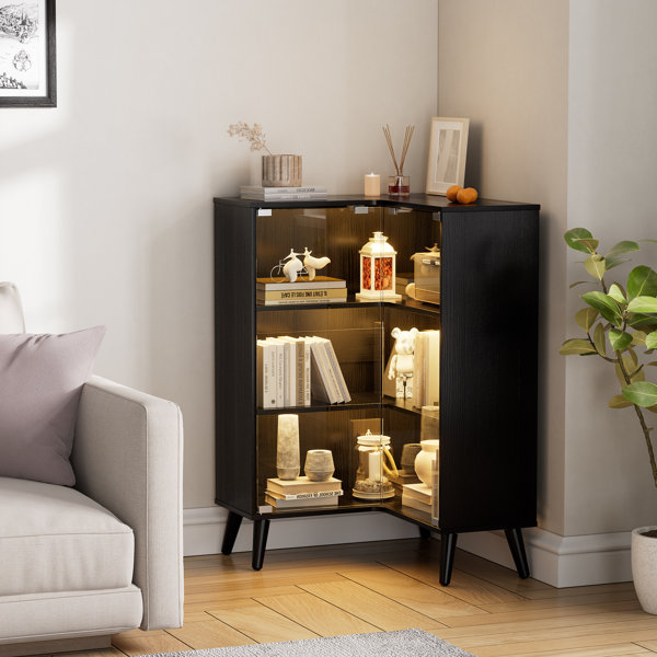 Wrought Studio™ Display Case With Tempered Glass Doors, 3-tier Corner ...