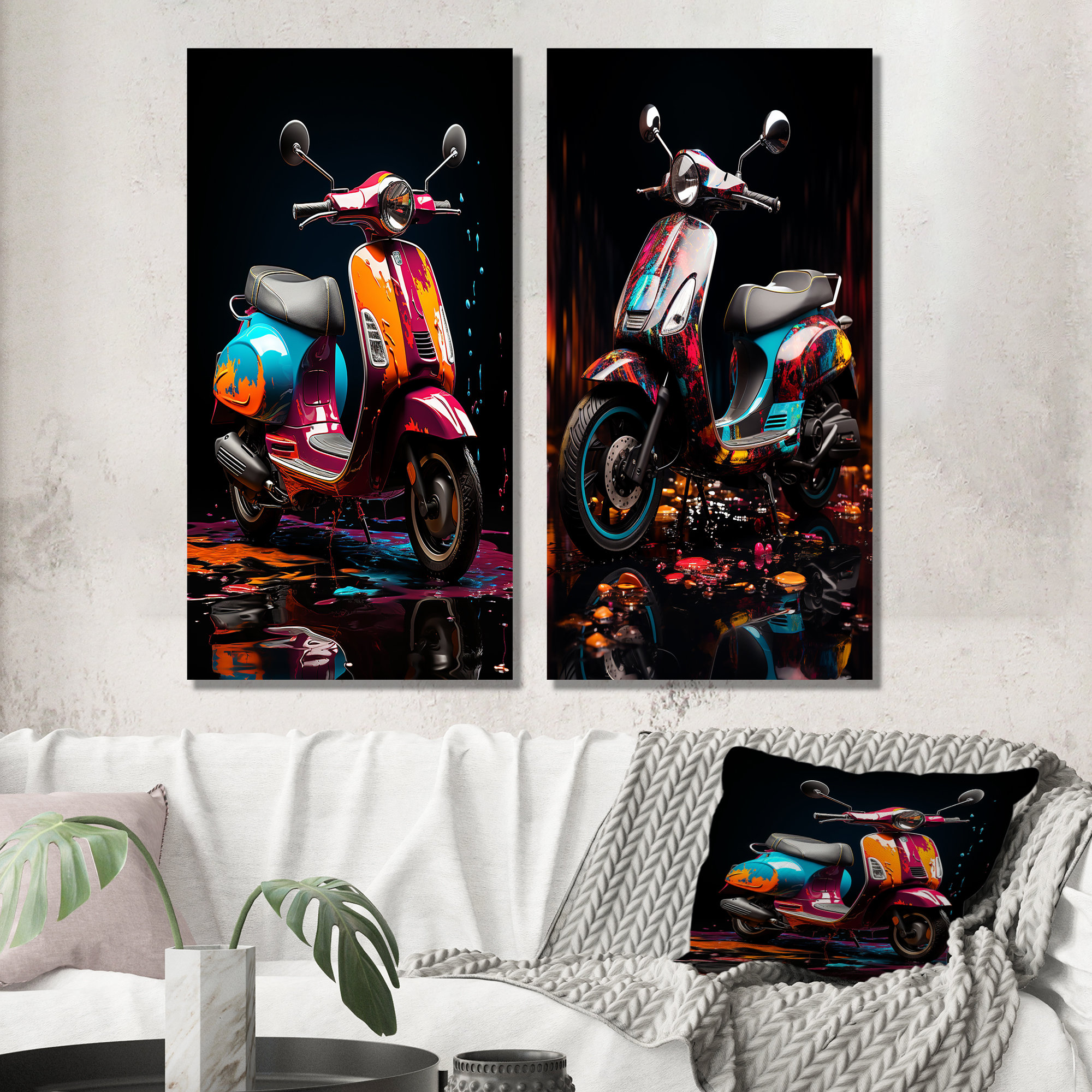 Williston Forge Pop Art Scooter Blaze - Scooter Wall Art Living Room ...