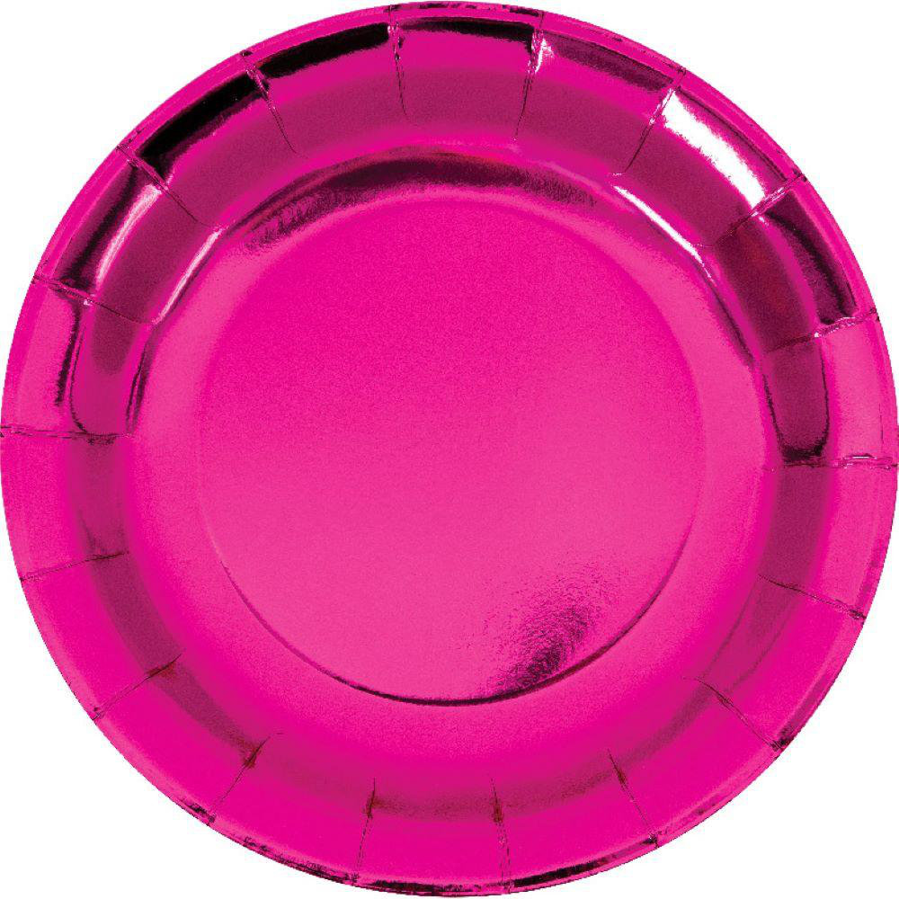 Creative Converting Hot Pink Foil Dinner Plates, 24 ct. | Wayfair