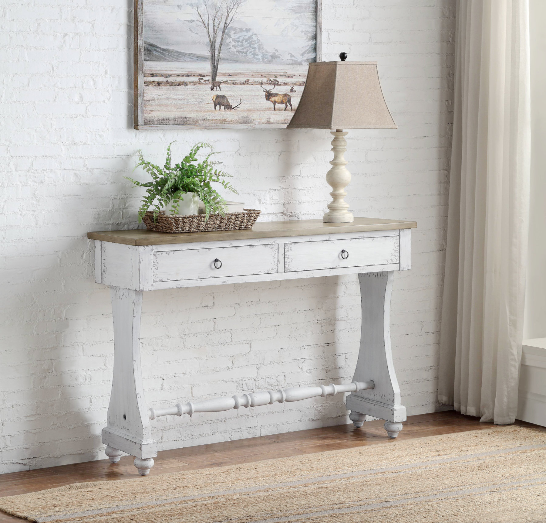 One Allium Way Exquisite Antique White Console Table For Versatile Home ...