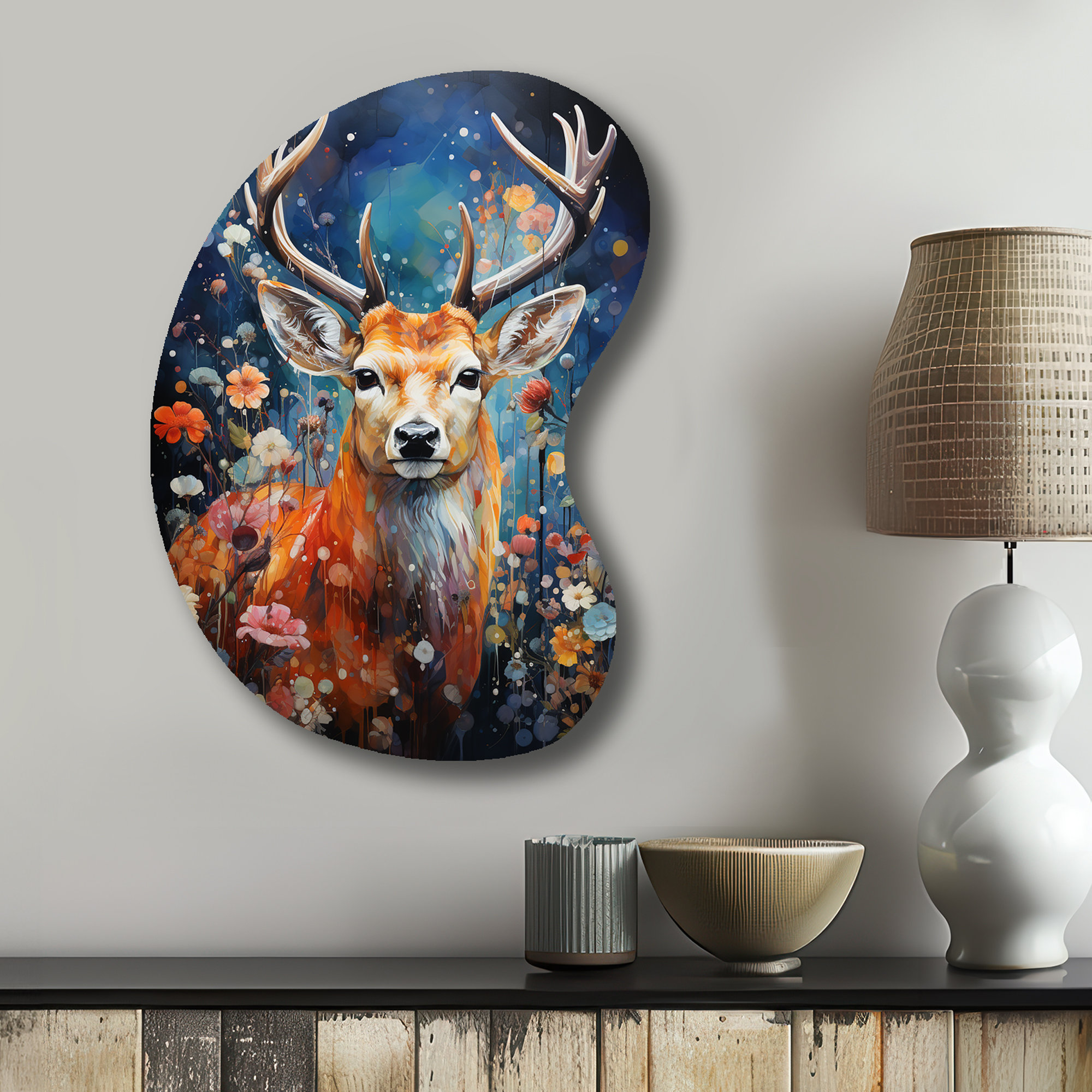 Design Art Animal Deer Symphony Of Forest I - Unique Shape Deer Metal ...