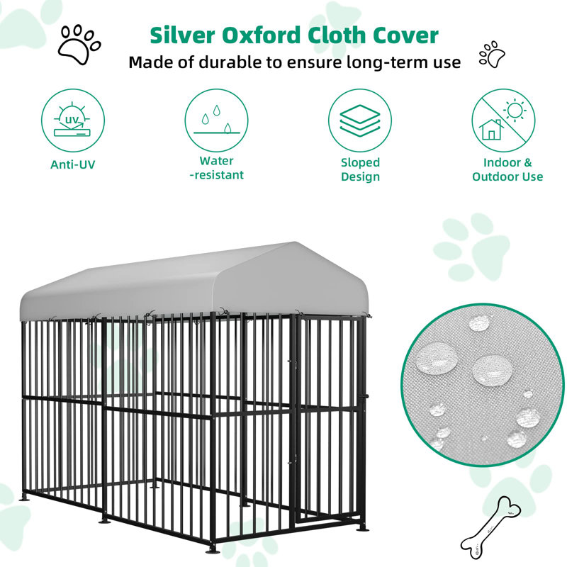 Vivijason Outdoor Dog Kennel, Heavy Duty Metal Frame Fence Dog Cage ...