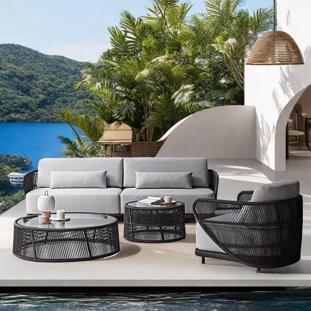Elegant Home Furnishings.s Outdoor braided rope patio sofa set ...
