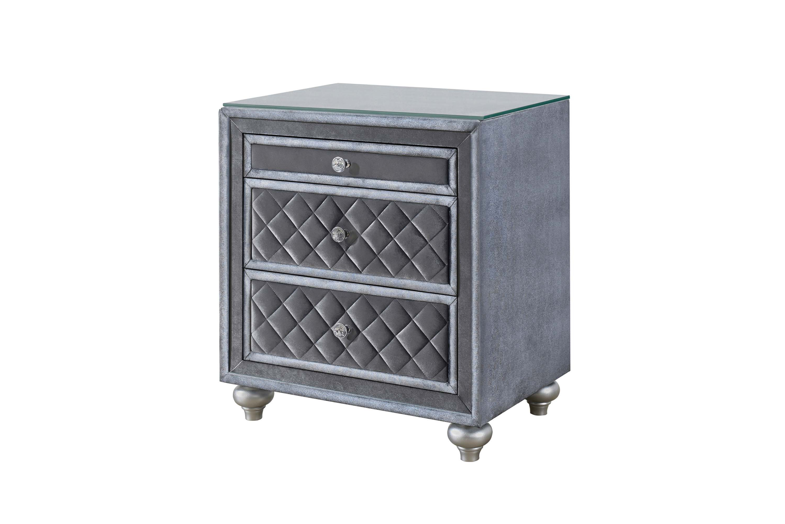 Everly Quinn 1Pc Glam 3-Drawer Nightstand Velvet Tufted Drawer Front ...